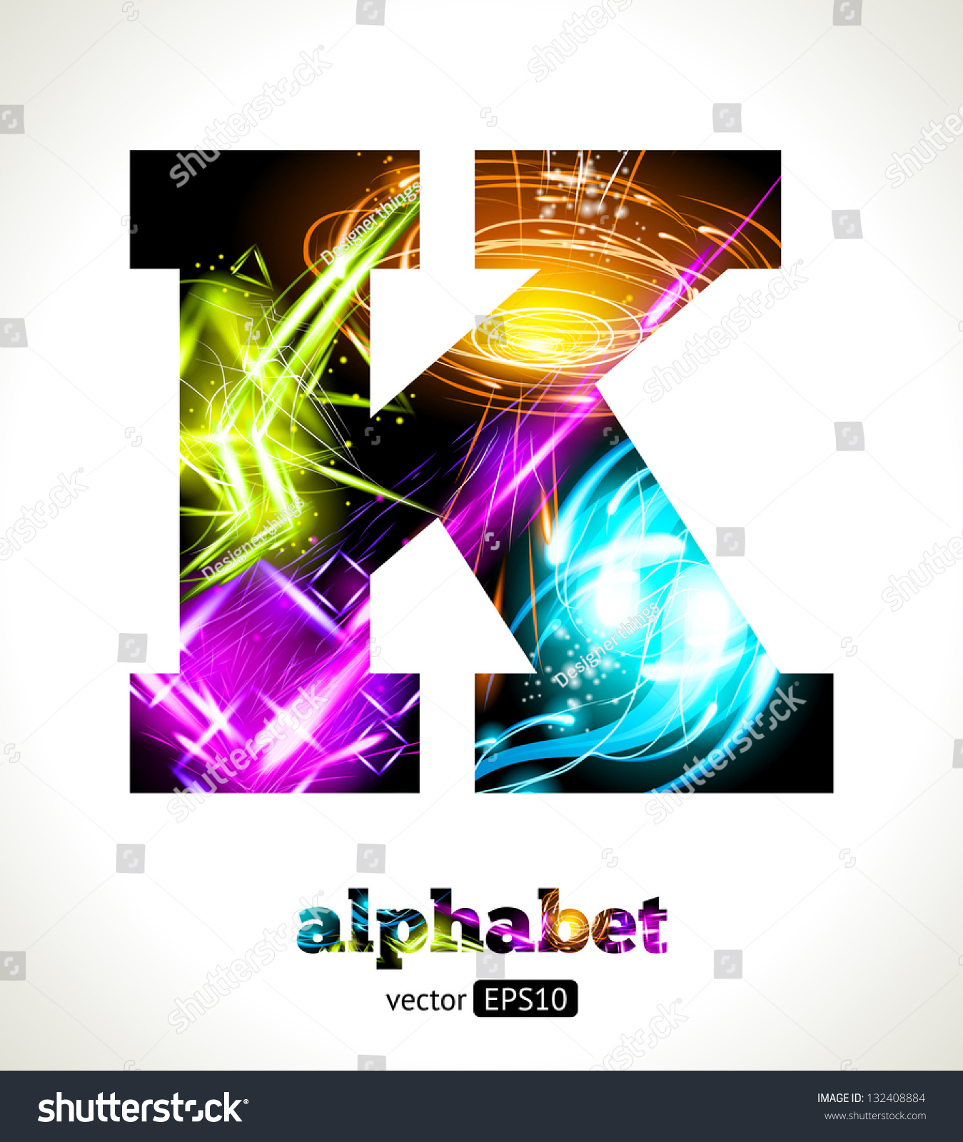 Vector Customizable Light Effect Alphabet Design Stock Vector (Royalty ...