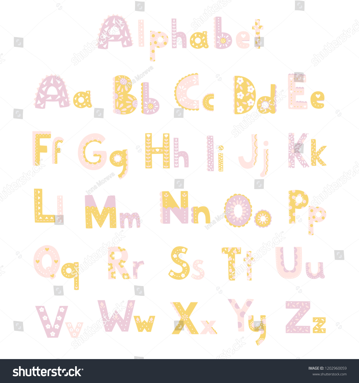 Vector Cute Alphabet Letters Set Stock Vector (Royalty Free) 1202960059