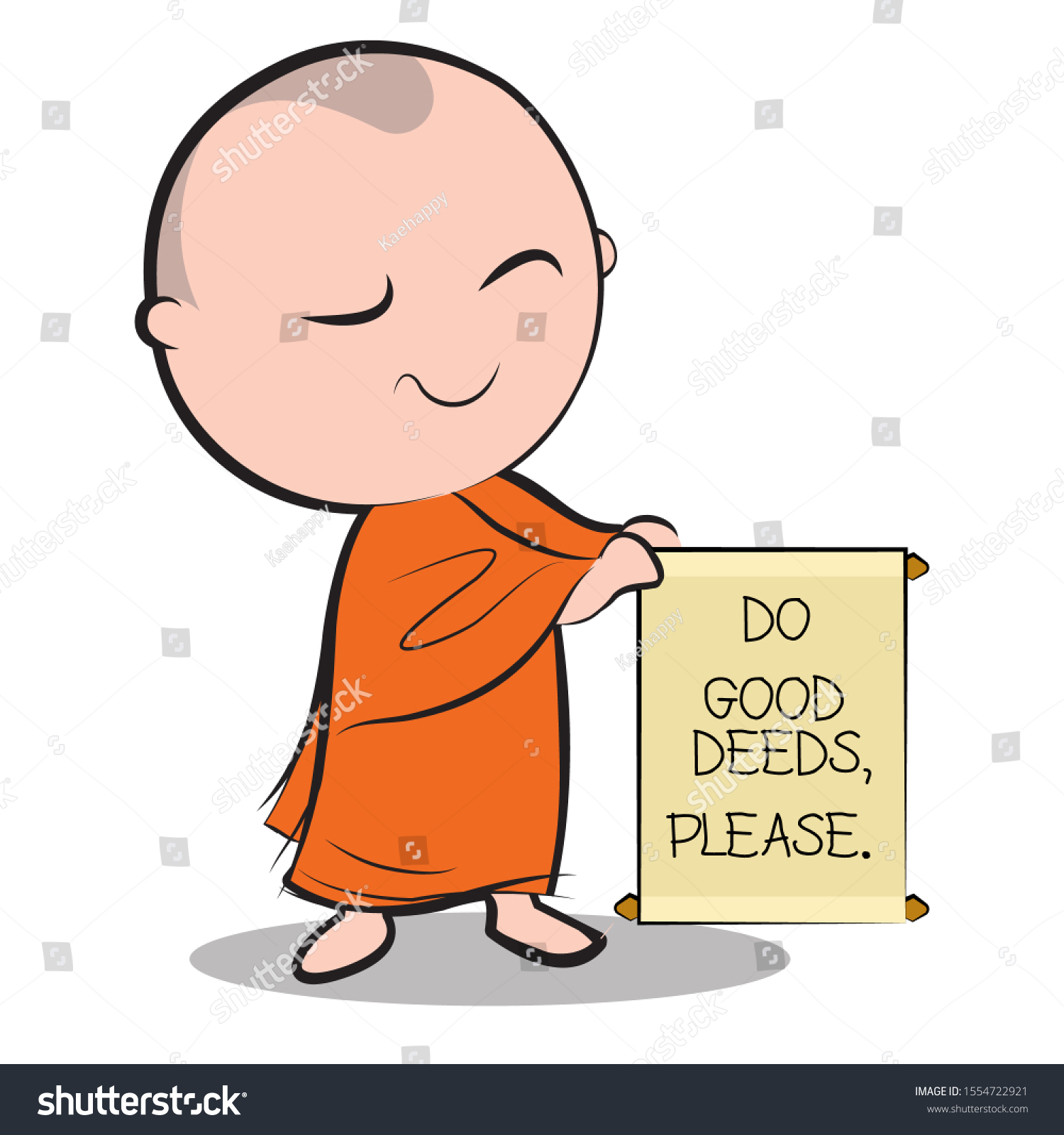 Vector Cute Buddhist Monk Character Stock Vector (Royalty Free ...