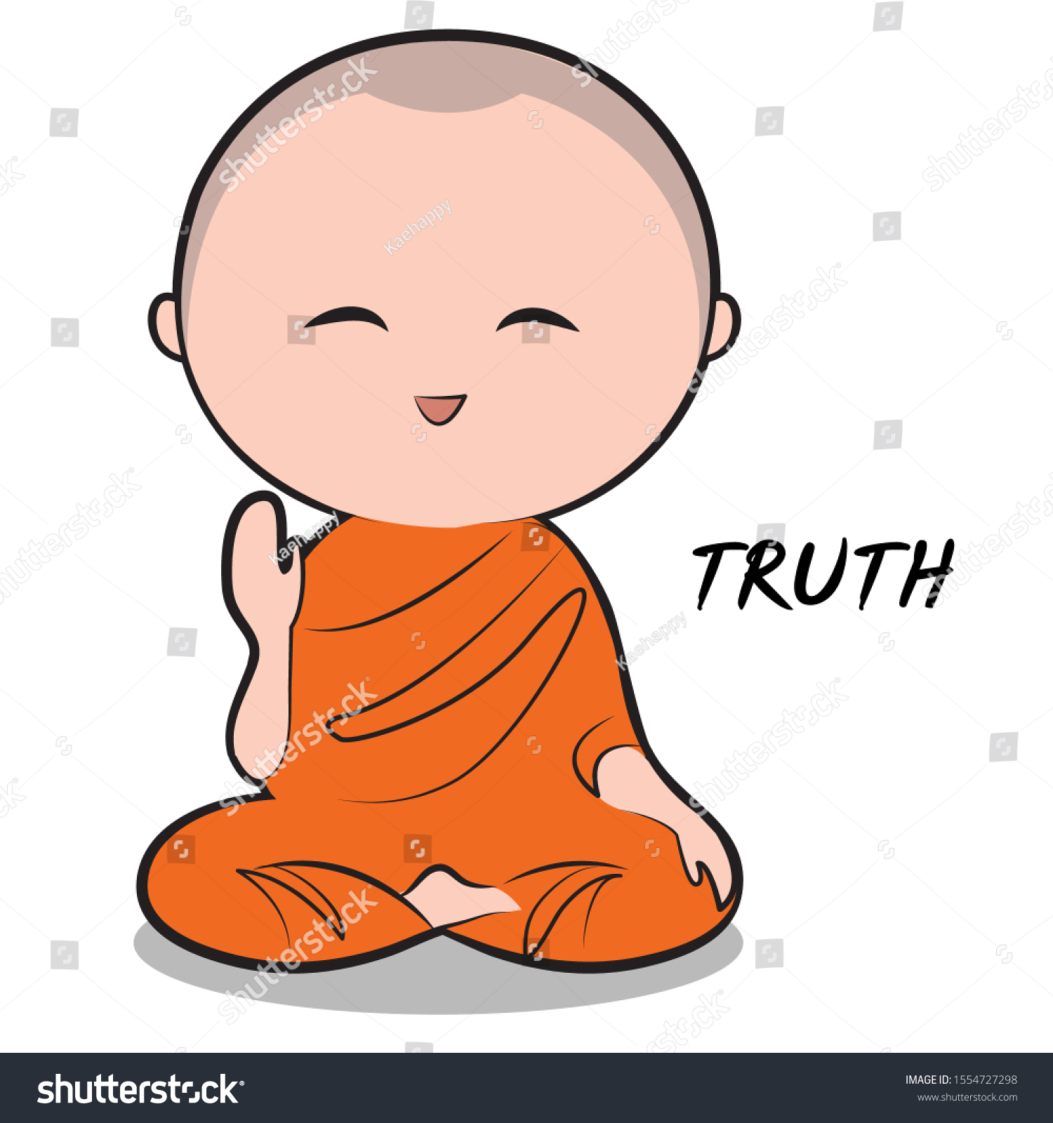 Vector Cute Buddhist Monk Character Stock Vector (Royalty Free) 1554727298