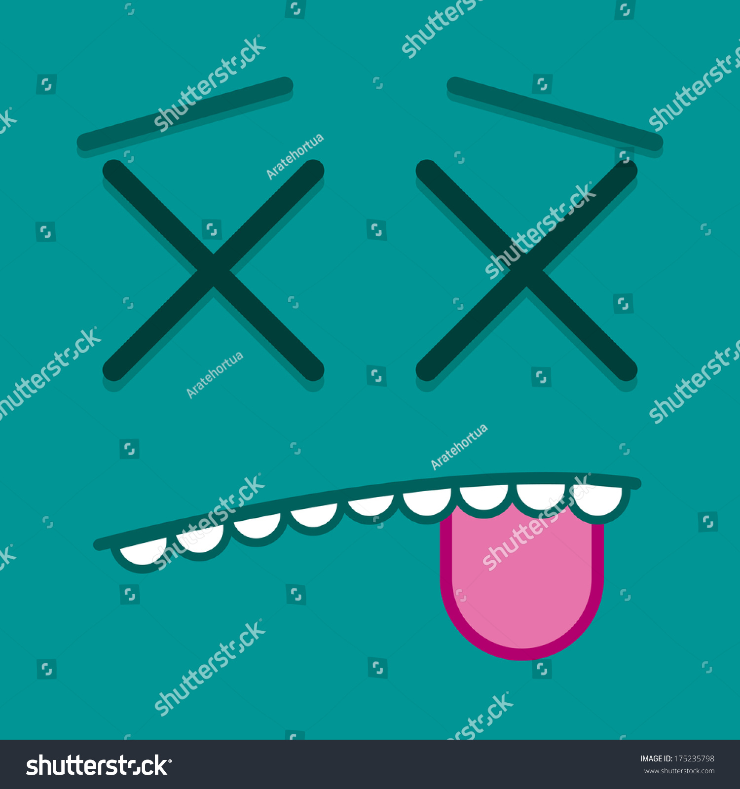 Vector Cute Cartoon Blue Dead Face Stock Vector (Royalty Free) 175235798