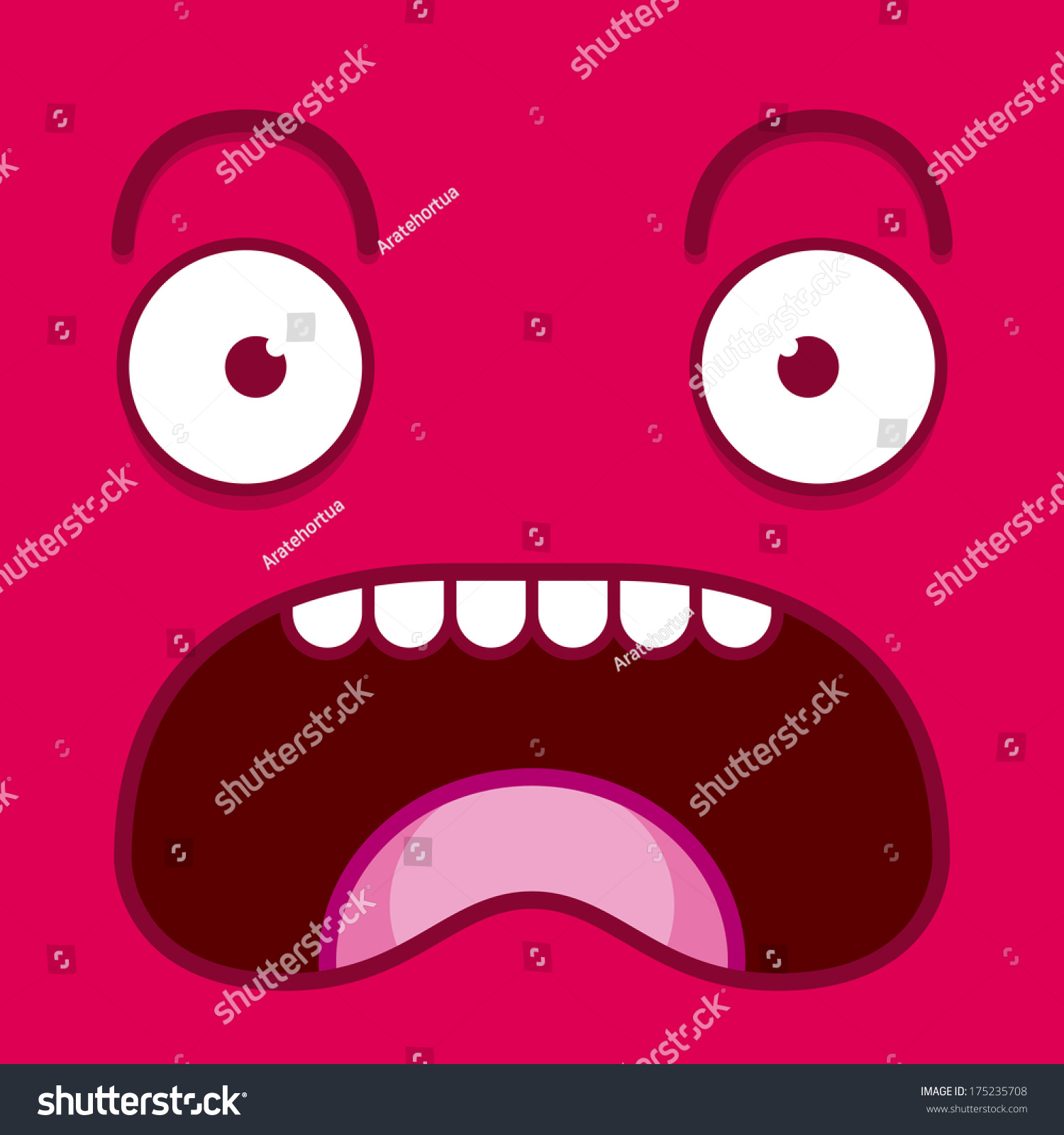 Vector Cute Cartoon Pink Screaming Face Stock Vector (Royalty Free ...