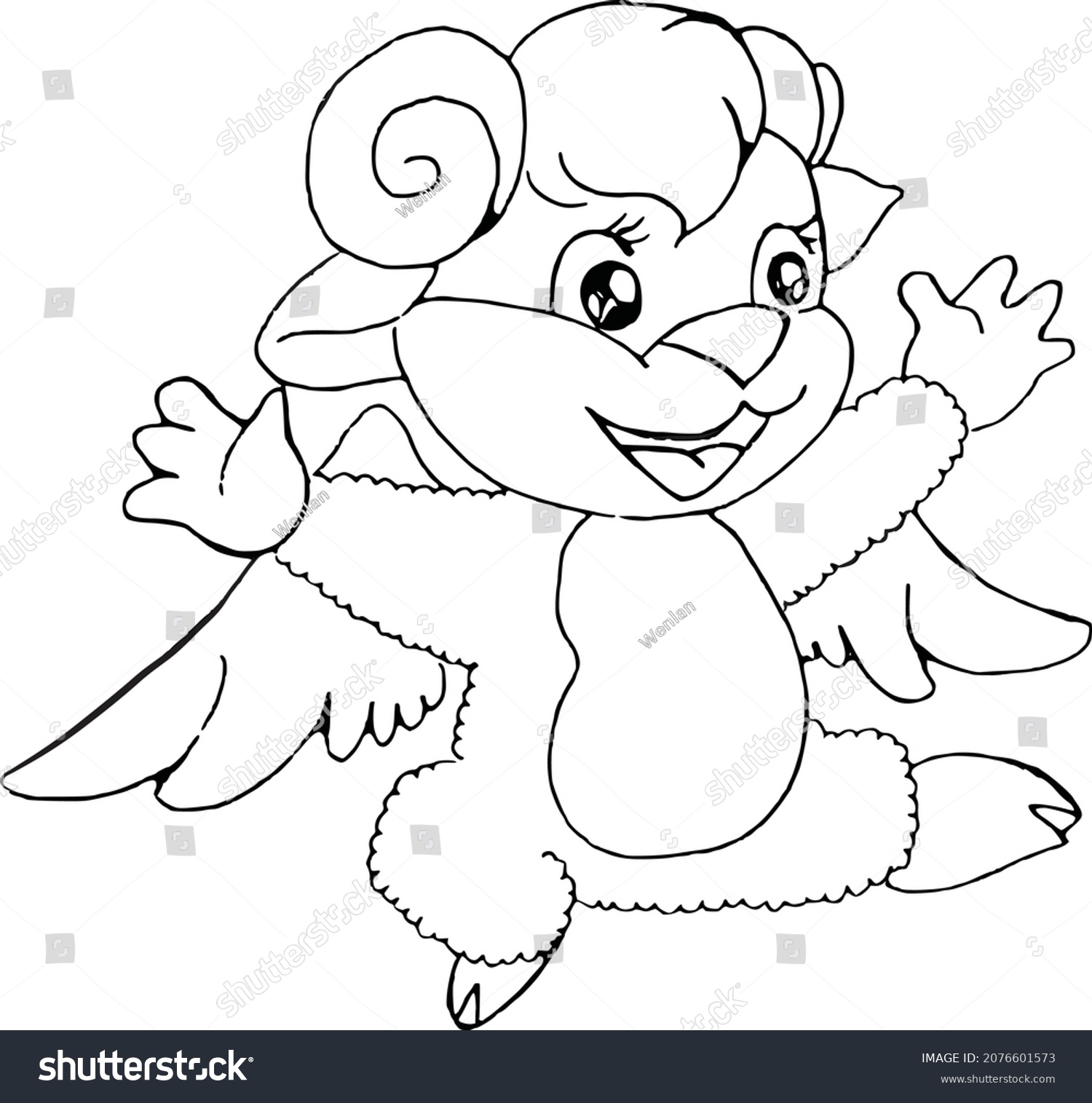 Vector Cute Cartoon Sheep Wing Stock Vector (Royalty Free) 2076601573 ...