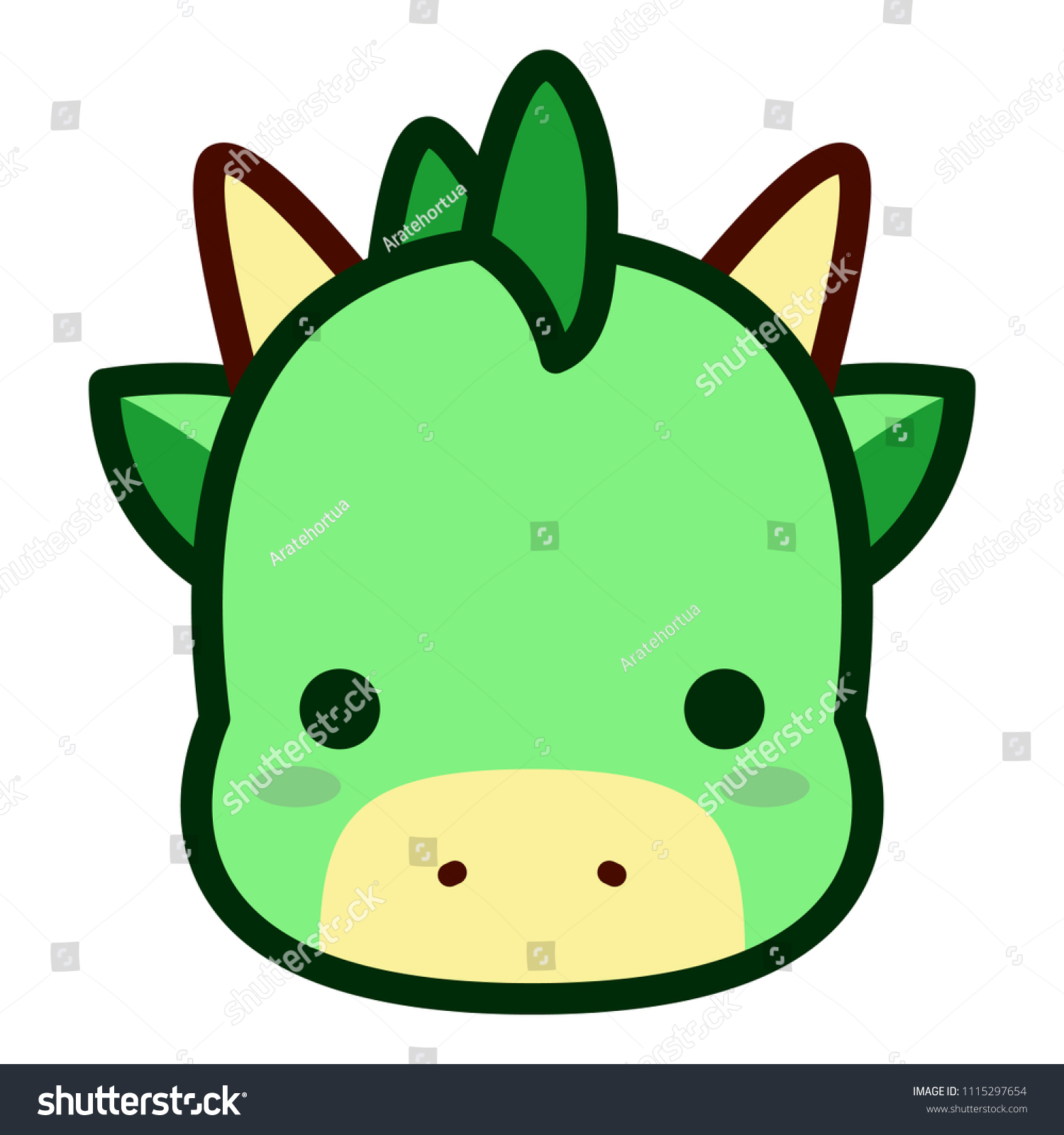 Vector Cute Dragon Face Isolated On Stock Vector (Royalty Free ...