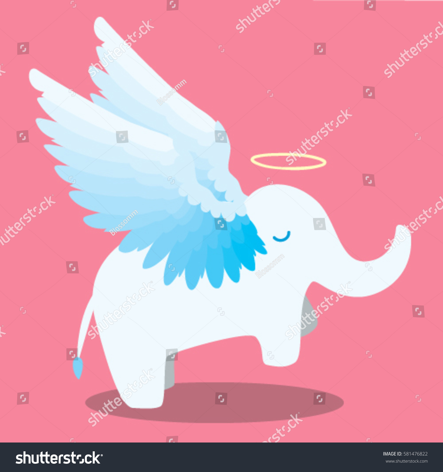 Vector Cute Elephant Angel Stock Vector (Royalty Free) 581476822 ...