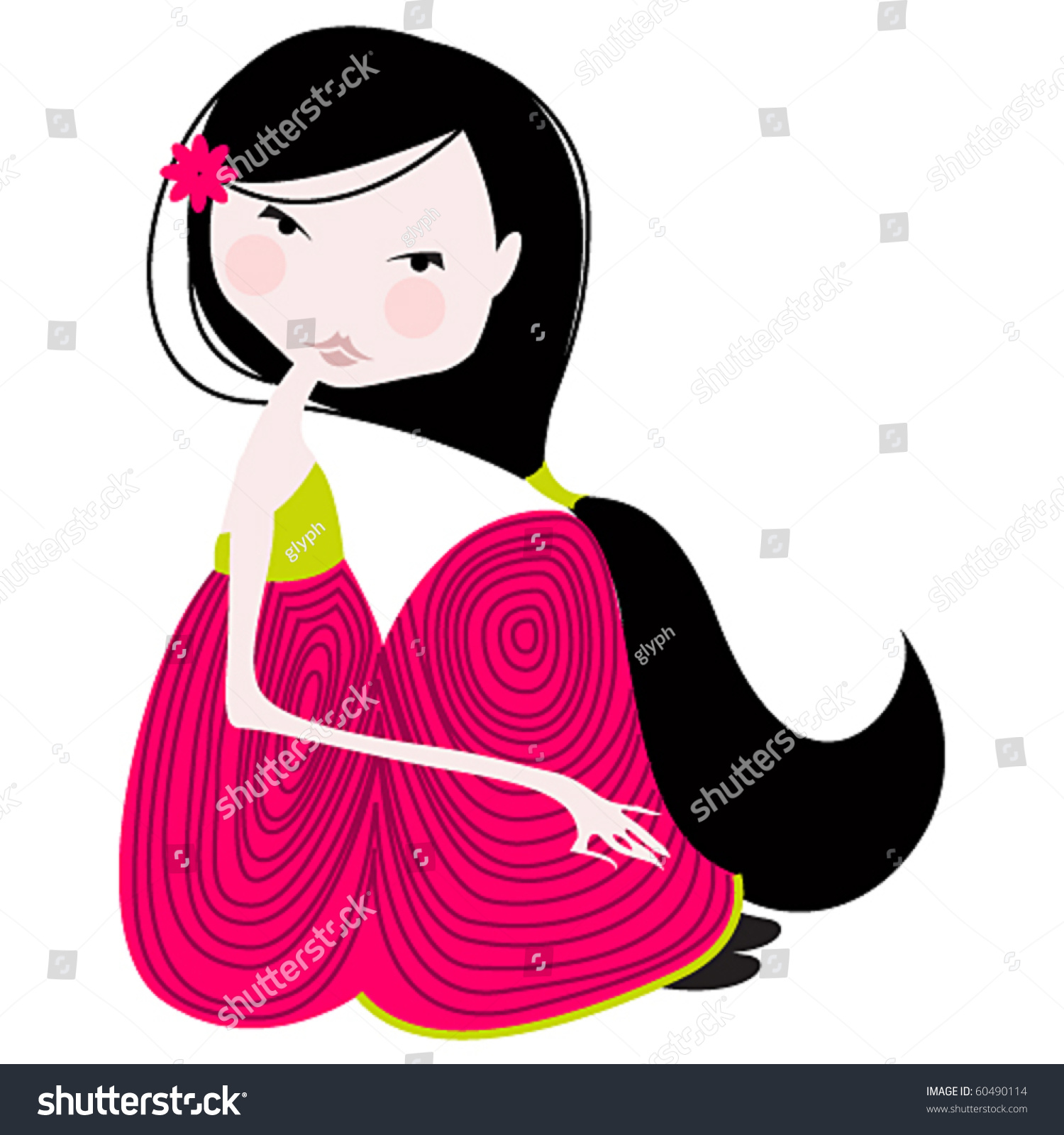 Vector Cute Girl Sitting Stock Vector (Royalty Free) 60490114 ...