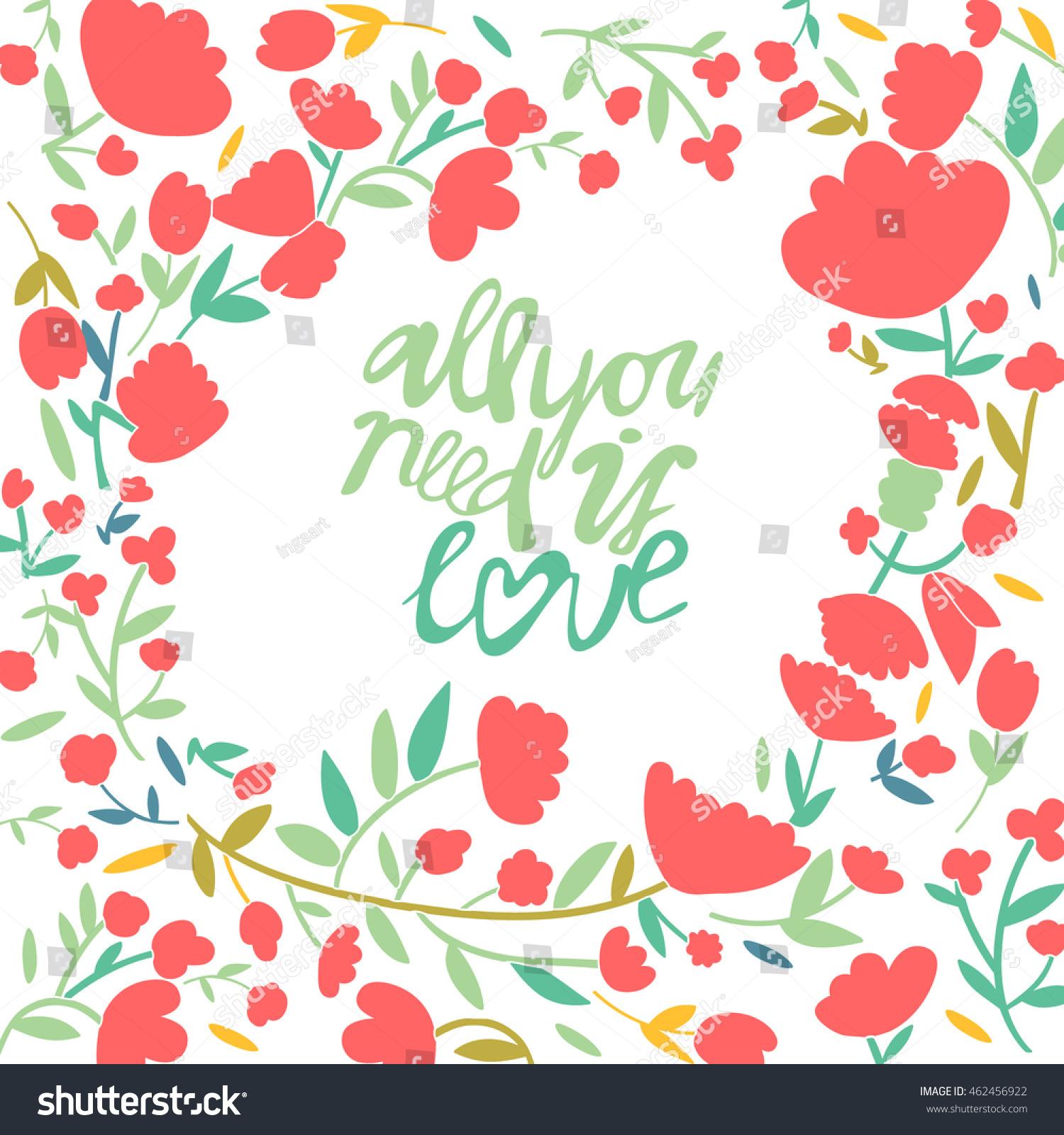 Vector Cute Hand Drawing Flowers Frame: vector de stock (libre de ...
