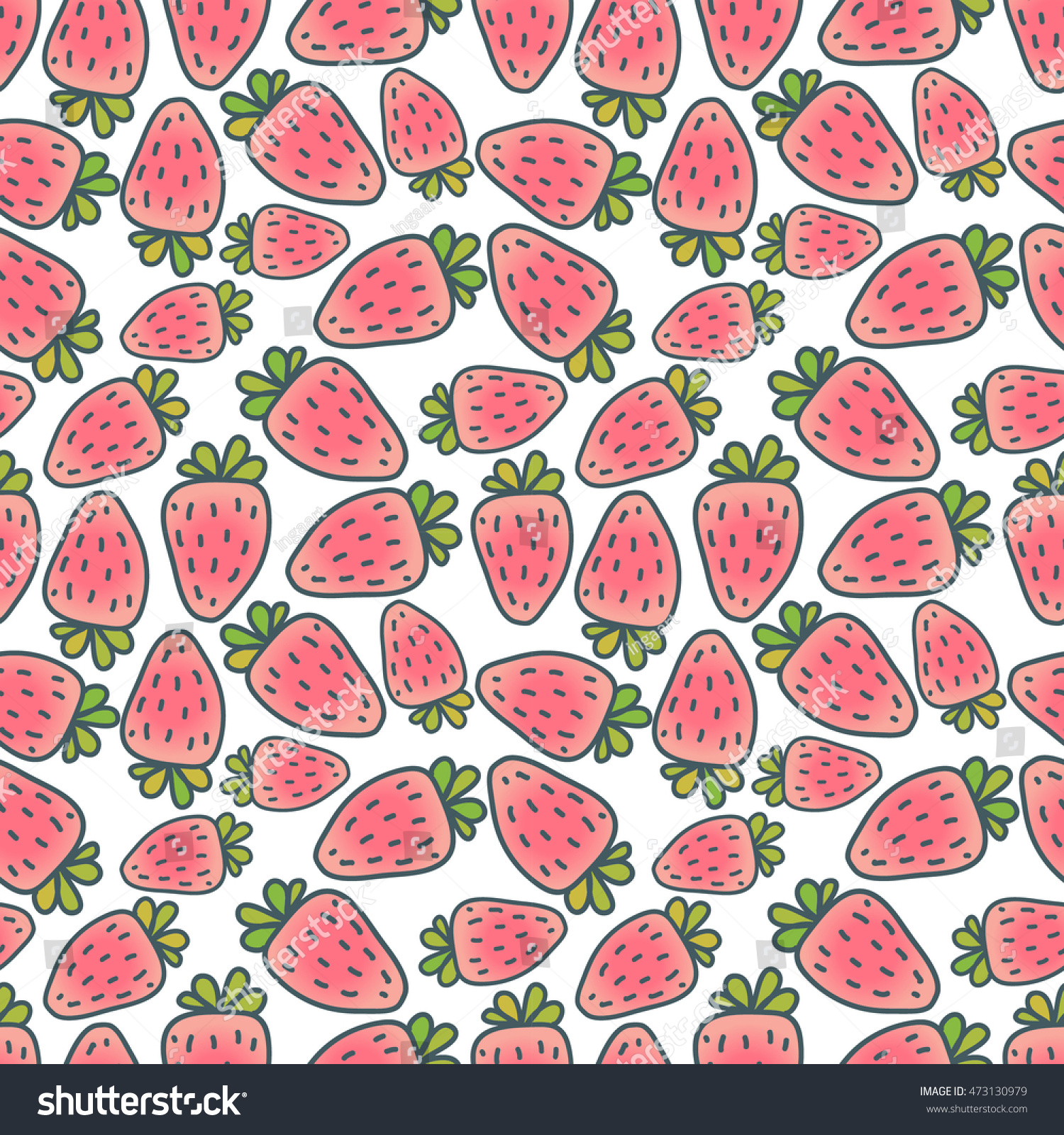 Vector Cute Hand Drawing Strawberry Seamless Stock Vector (Royalty Free ...