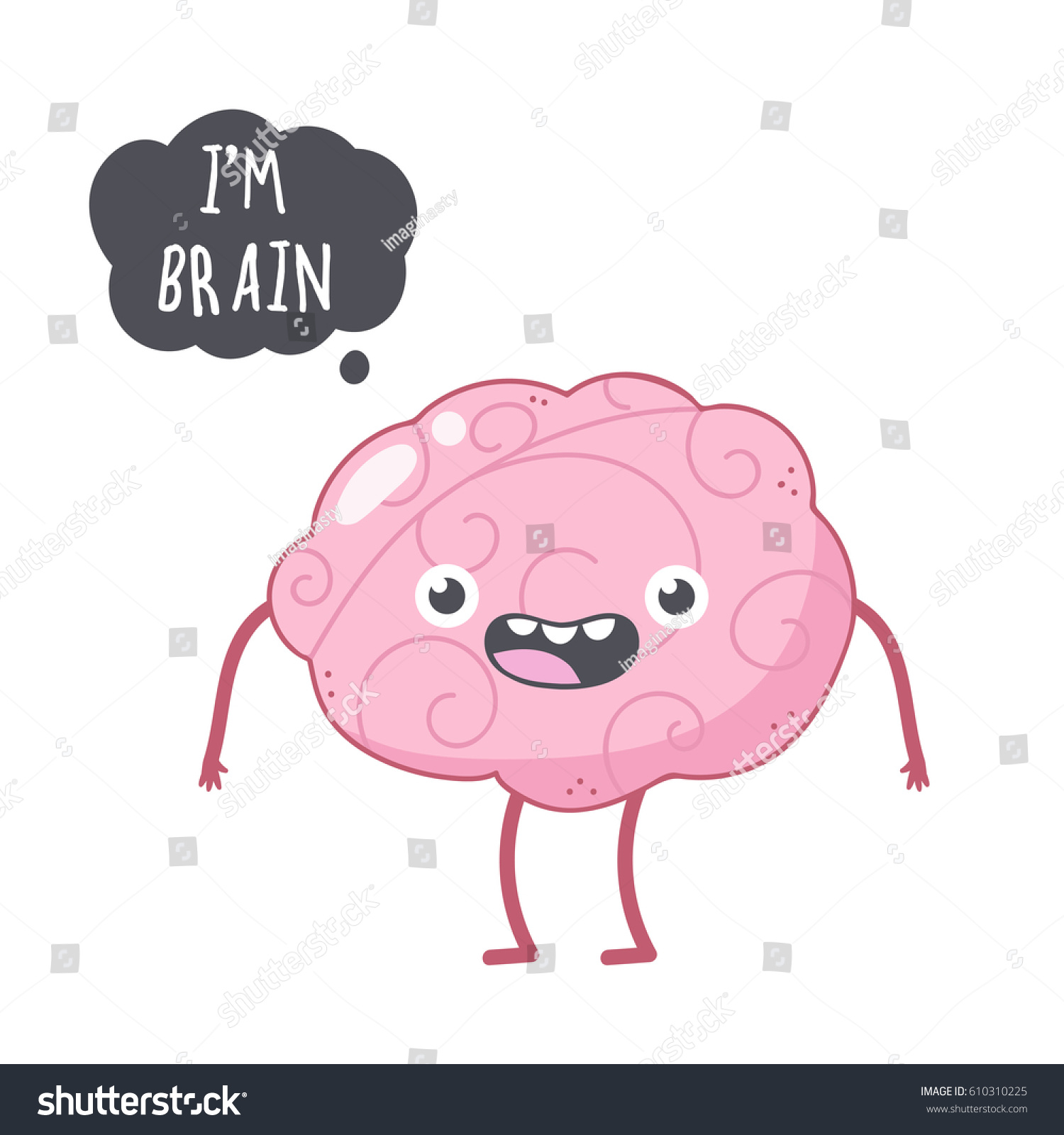 Vector Cute Smiling Brain Human Internal Stock Vector (Royalty Free ...