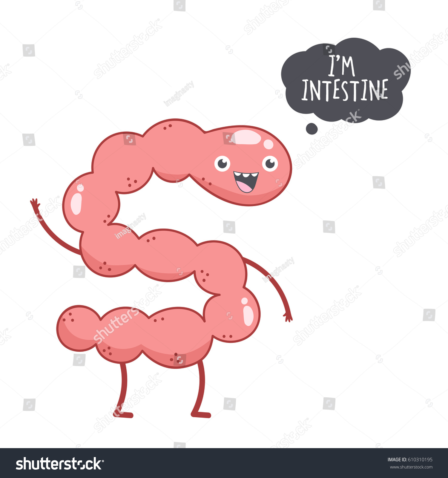 Vector Cute Smiling Intestine Stock Vector (Royalty Free) 610310195 ...