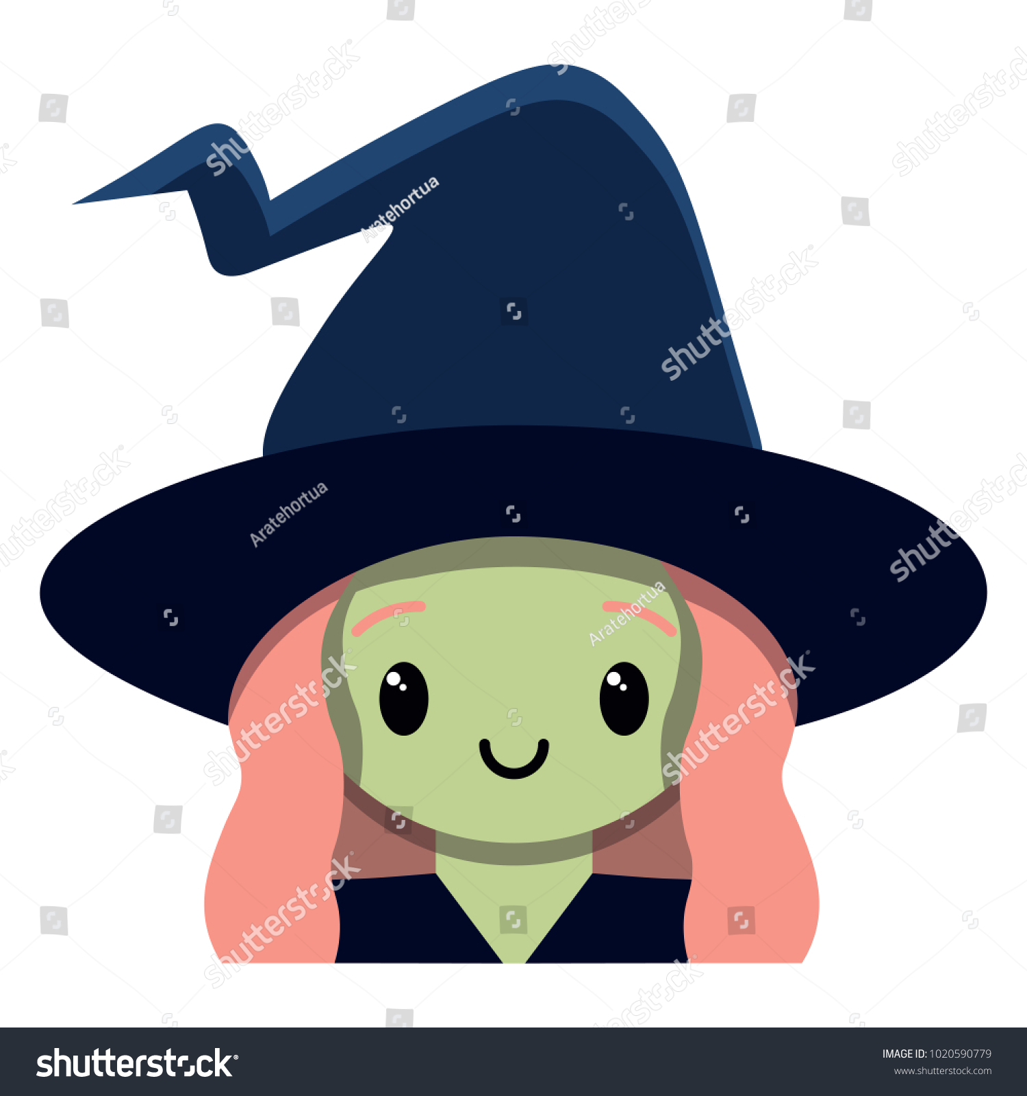 Vector Cute Witch Colorful Isolated Stock Vector (Royalty Free) 1020590779