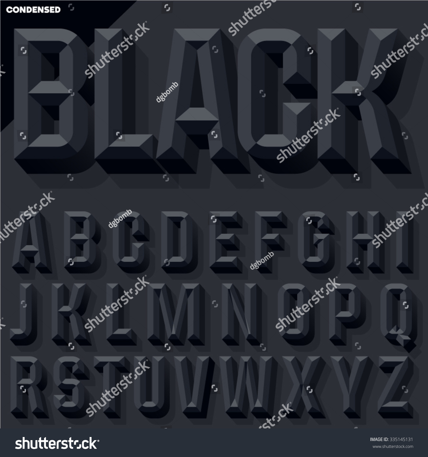 Vector 3d Black Condense Beveled Alphabet Stock Vector (Royalty Free ...
