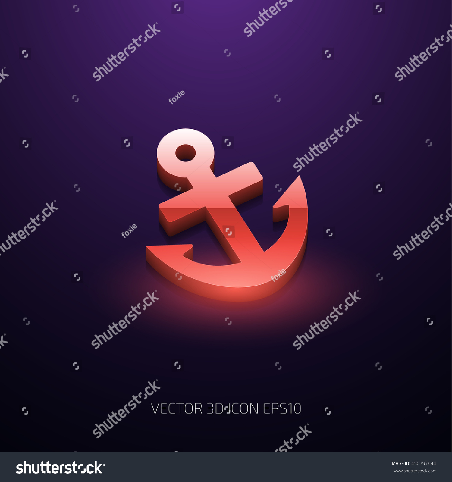 Vector 3d Glossy Anchor Icon Stock Vector (Royalty Free) 450797644 ...
