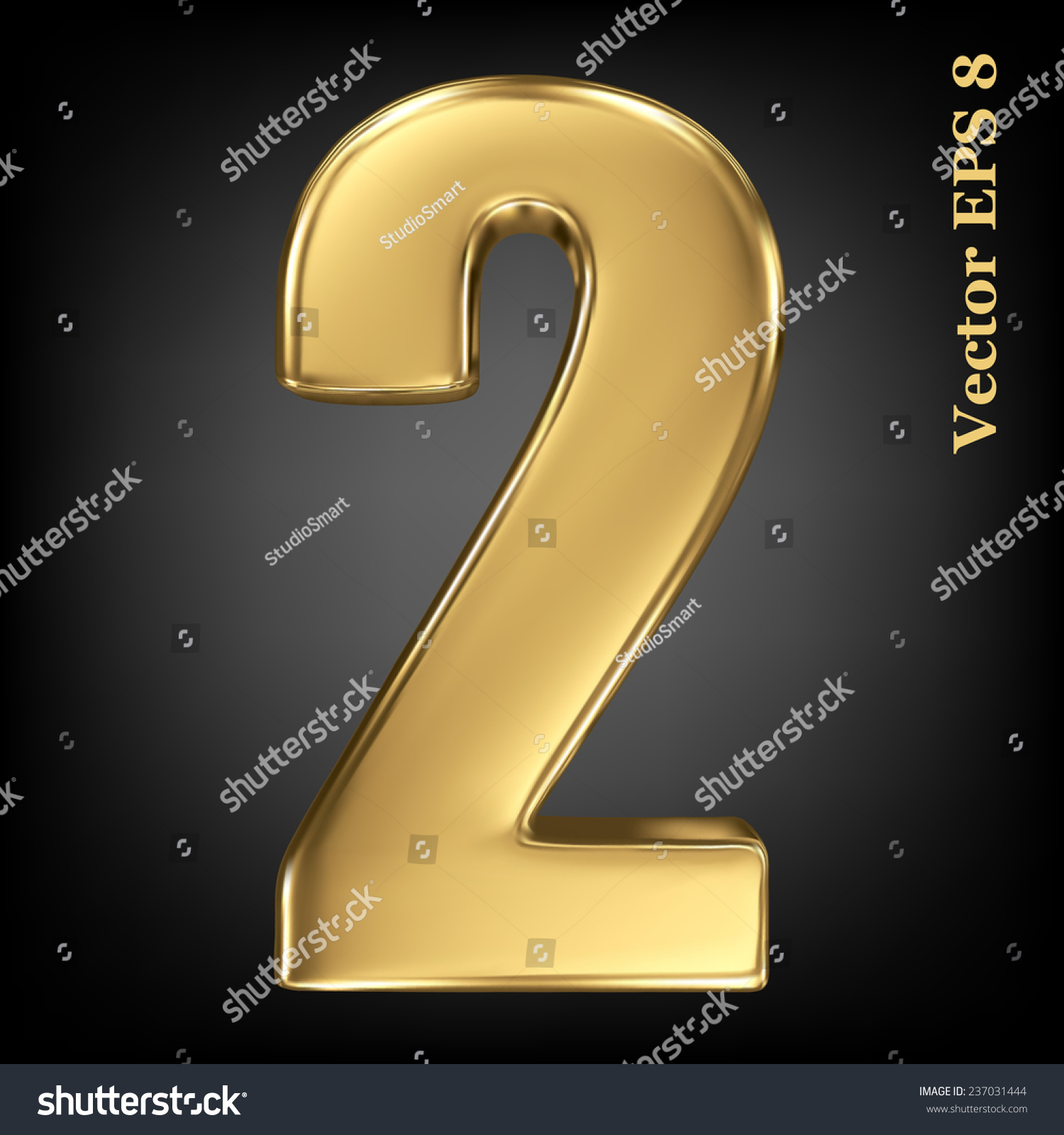 Vector 3d Golden Number Collection 2 Stock Vector (Royalty Free) 237031444