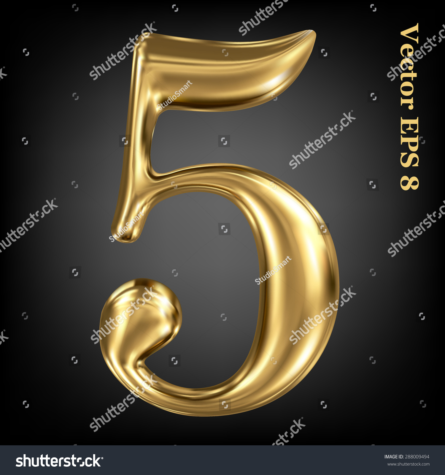 Vector 3d Golden Number Collection 5 Stock Vector (Royalty Free ...