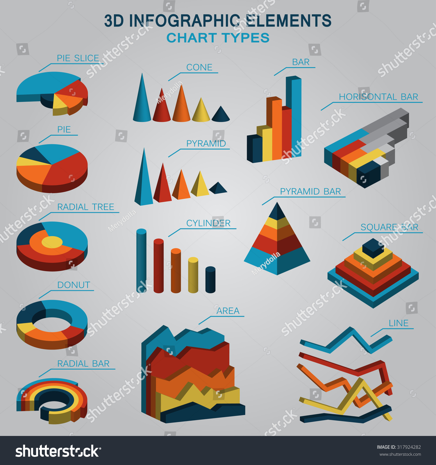 Vector 3d Inforgraphic Elements Chart Types: เวกเตอร์สต็อก (ปลอดค่า ...