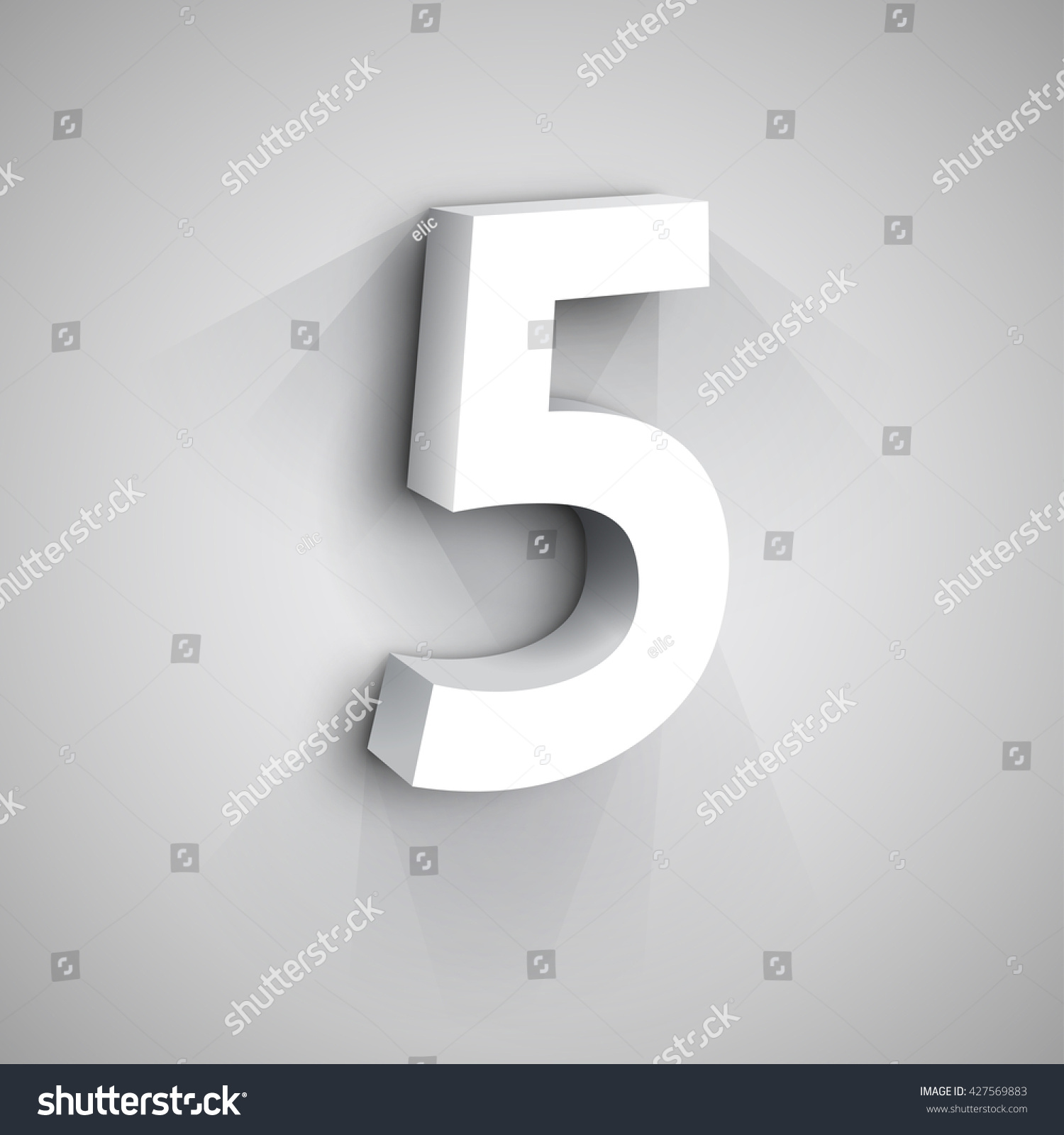 Vector 3d Number Five White Figure Stock Vector (Royalty Free) 427569883