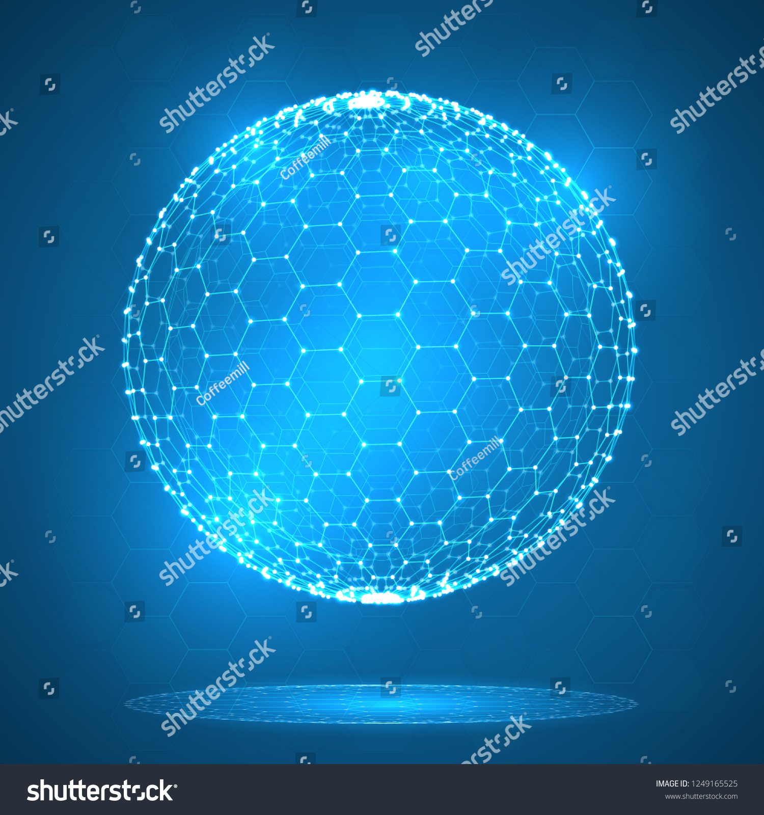 Vector 3d Object Hexagon Grid Dots Stock Vector (Royalty Free ...