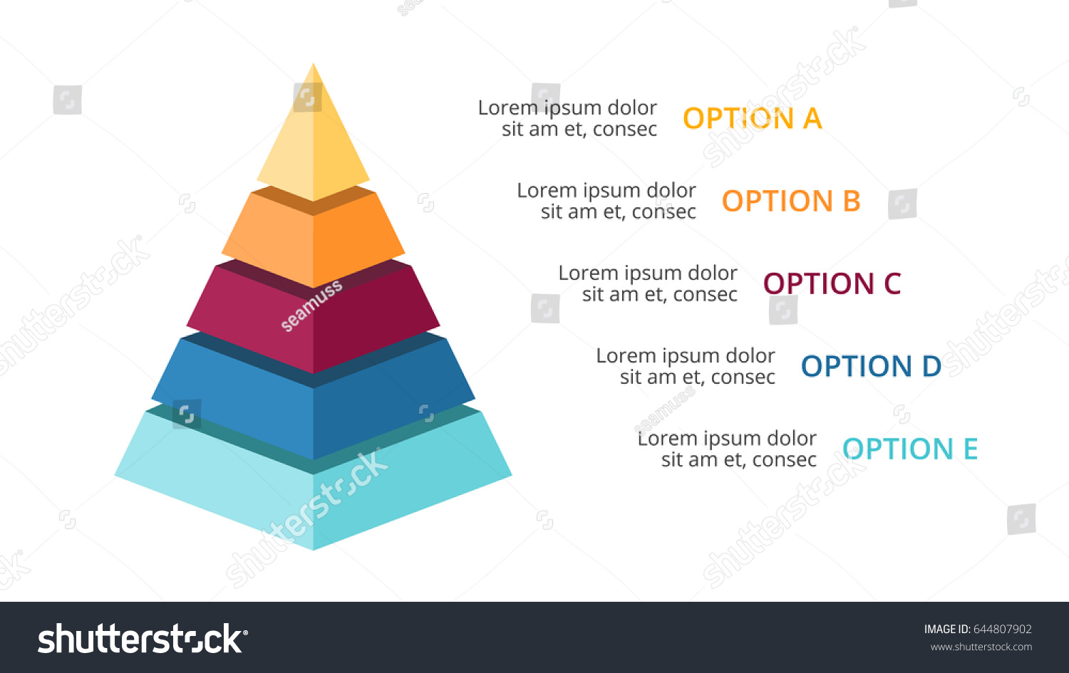Vector 3d Pyramid Infographic Growth Diagram Stock Vector 644807902 ...