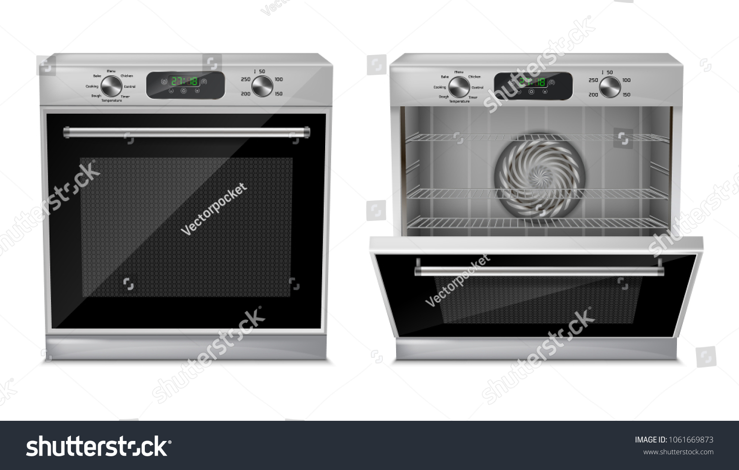 Vektor Stok Vector 3d Realistic Compact Oven Digital (Tanpa Royalti ...