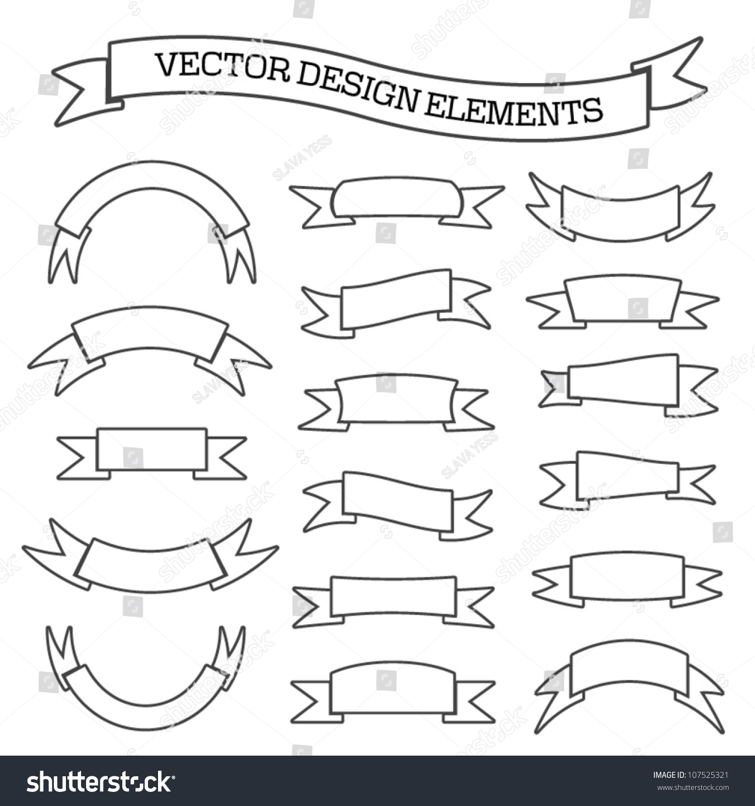 Vector 2d Simple Otline Banner Graphic Design Set - 107525321 ...
