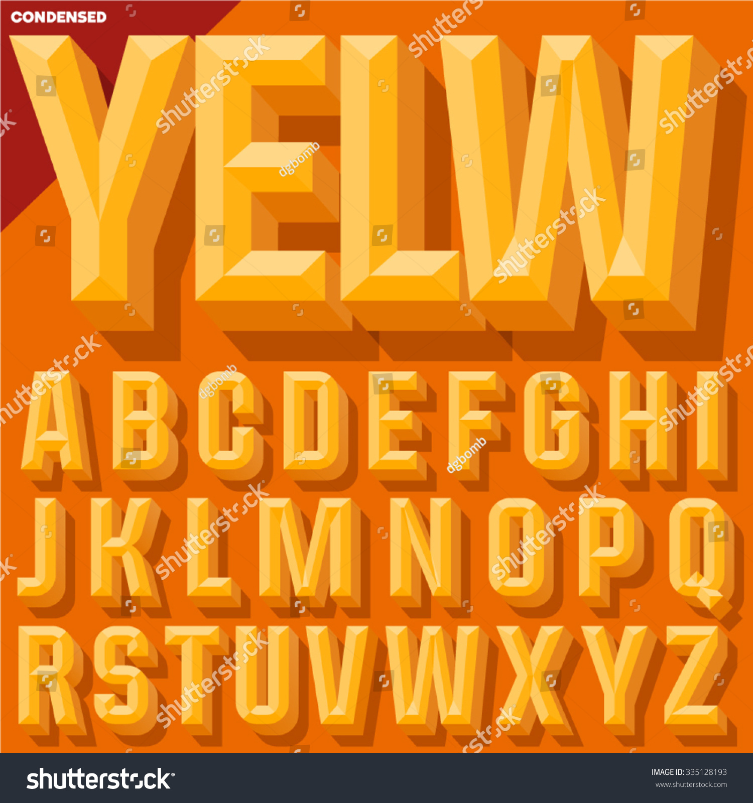 Vector 3d Yellow Condense Beveled Alphabet Stock Vector (Royalty Free ...