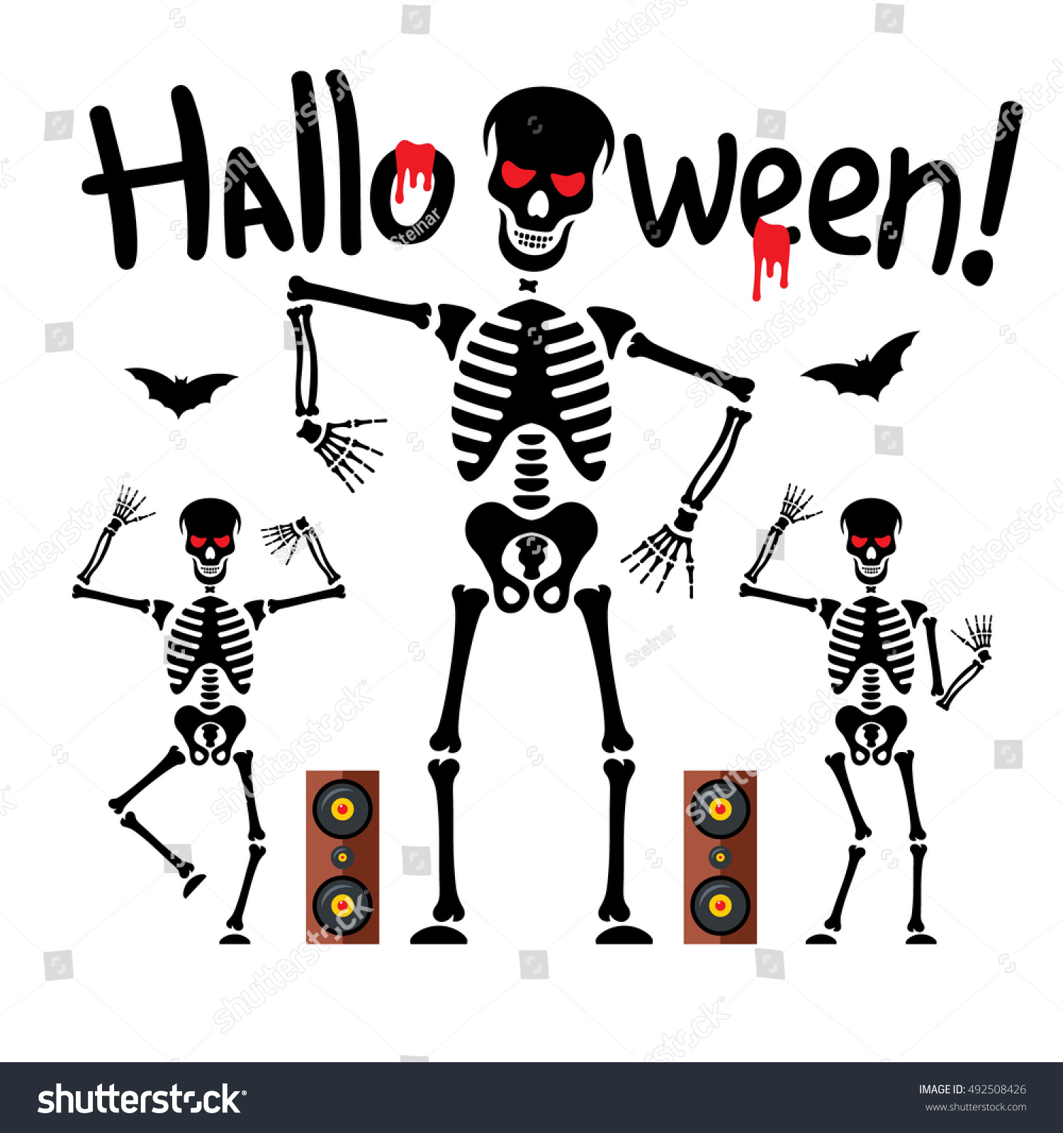 Vector Dancing Skeletons Cartoon Illustration Stock Vector (Royalty ...