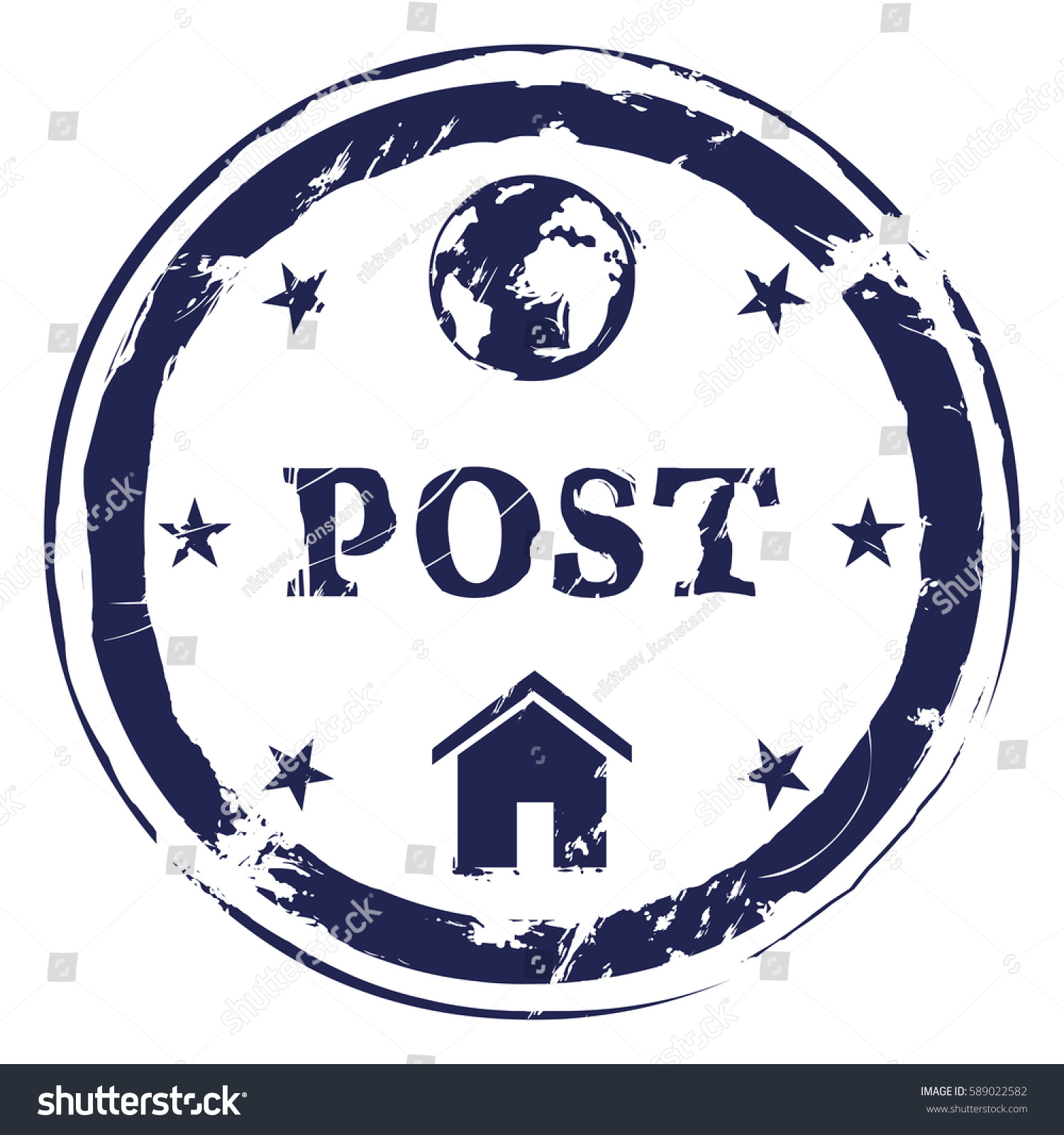 Vector Dark Blue Postal Stamp International Stock Vector (Royalty Free ...
