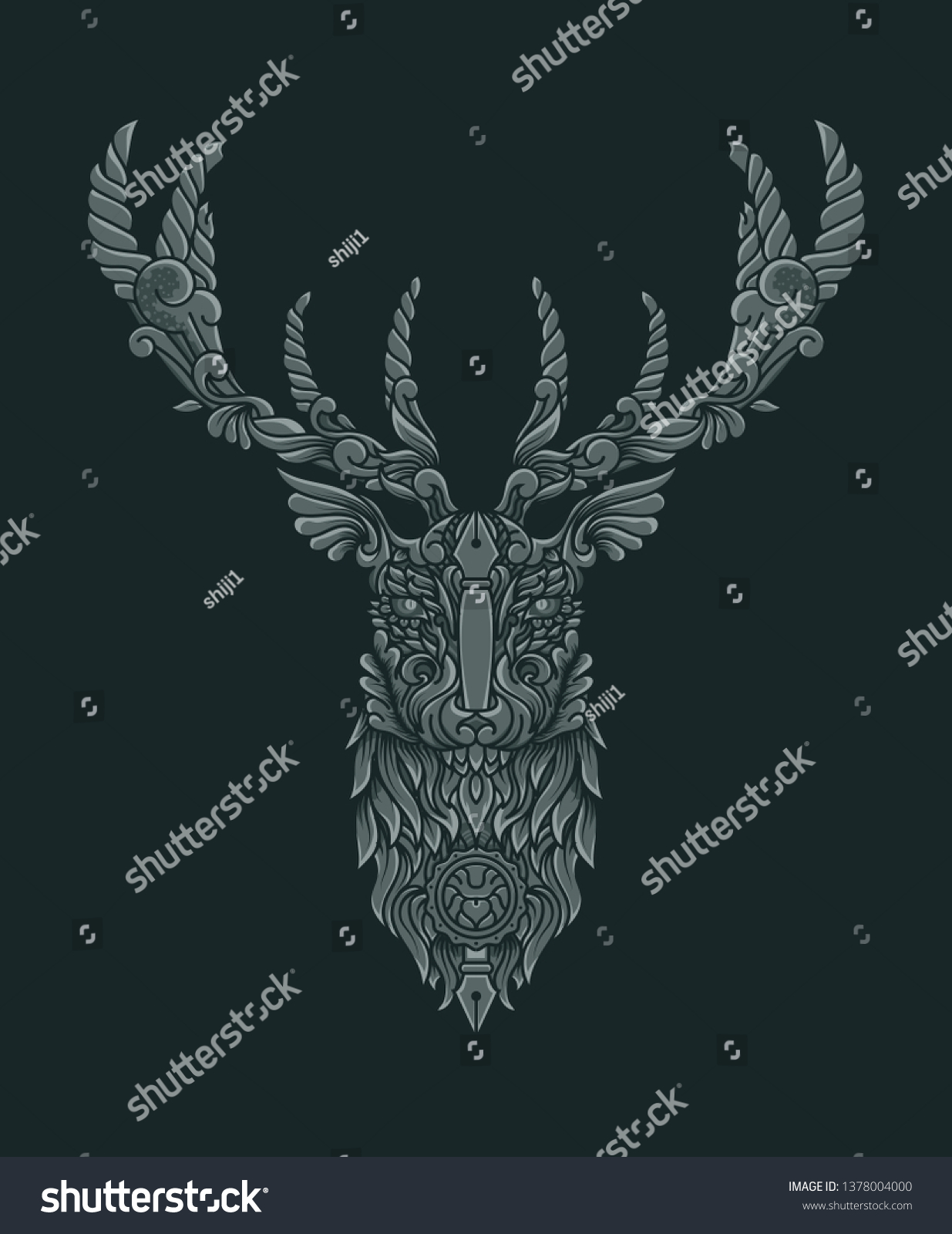 Vector Dark Deer Illustration Stock Vector (Royalty Free) 1378004000 ...