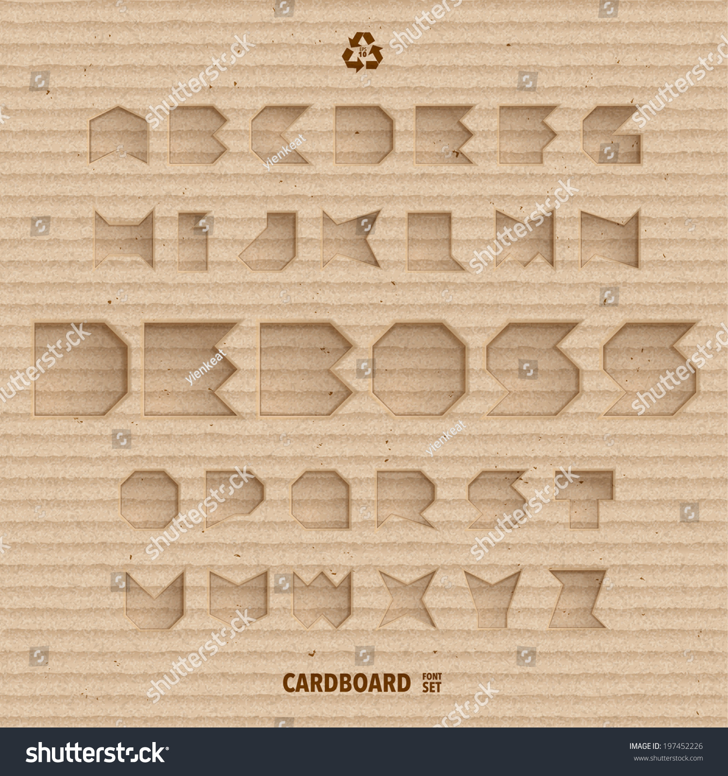 Vector Debossed Cardboard Alphabet Set Stock Vector (Royalty Free ...