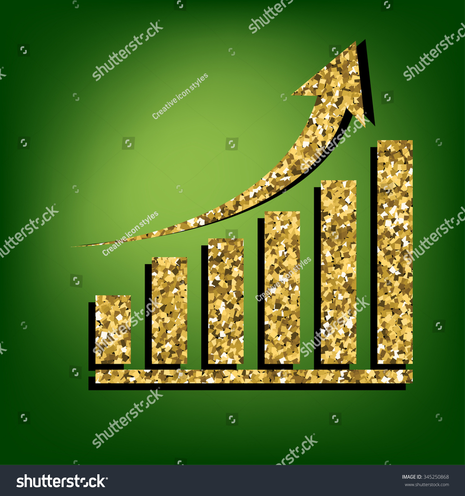 Vector Declining Graph Illustration Golden Icon Stock Vector (Royalty ...