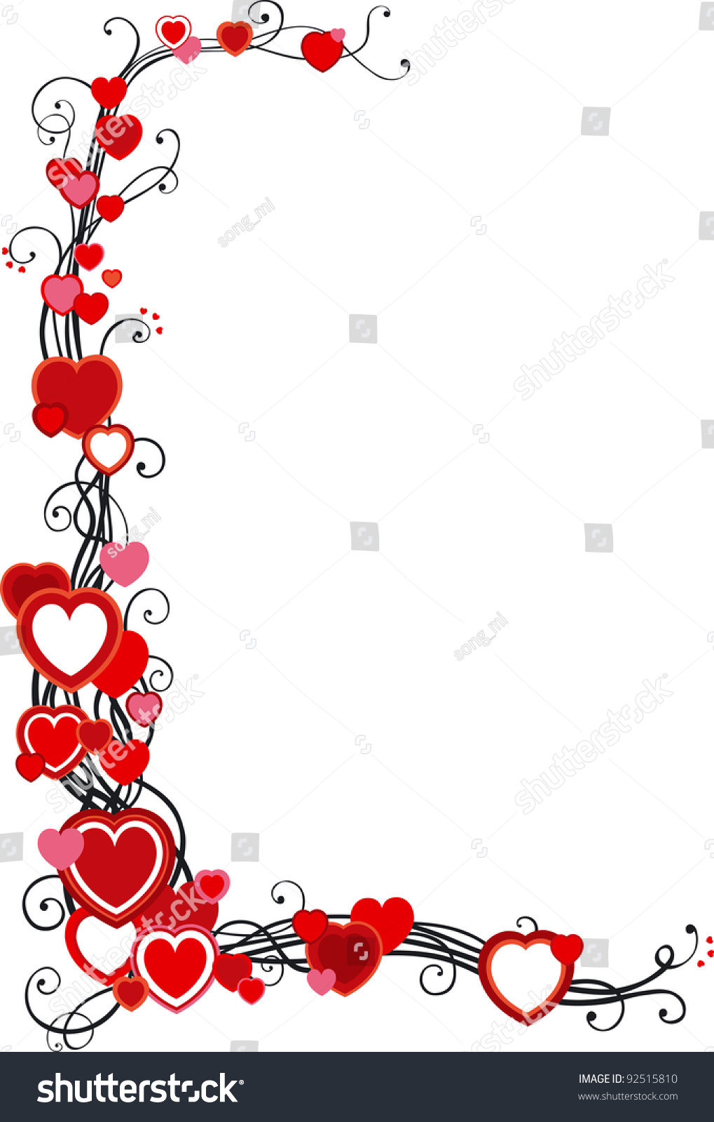 Vector Decorative Frame Hearts On White Stock Vector (Royalty Free ...