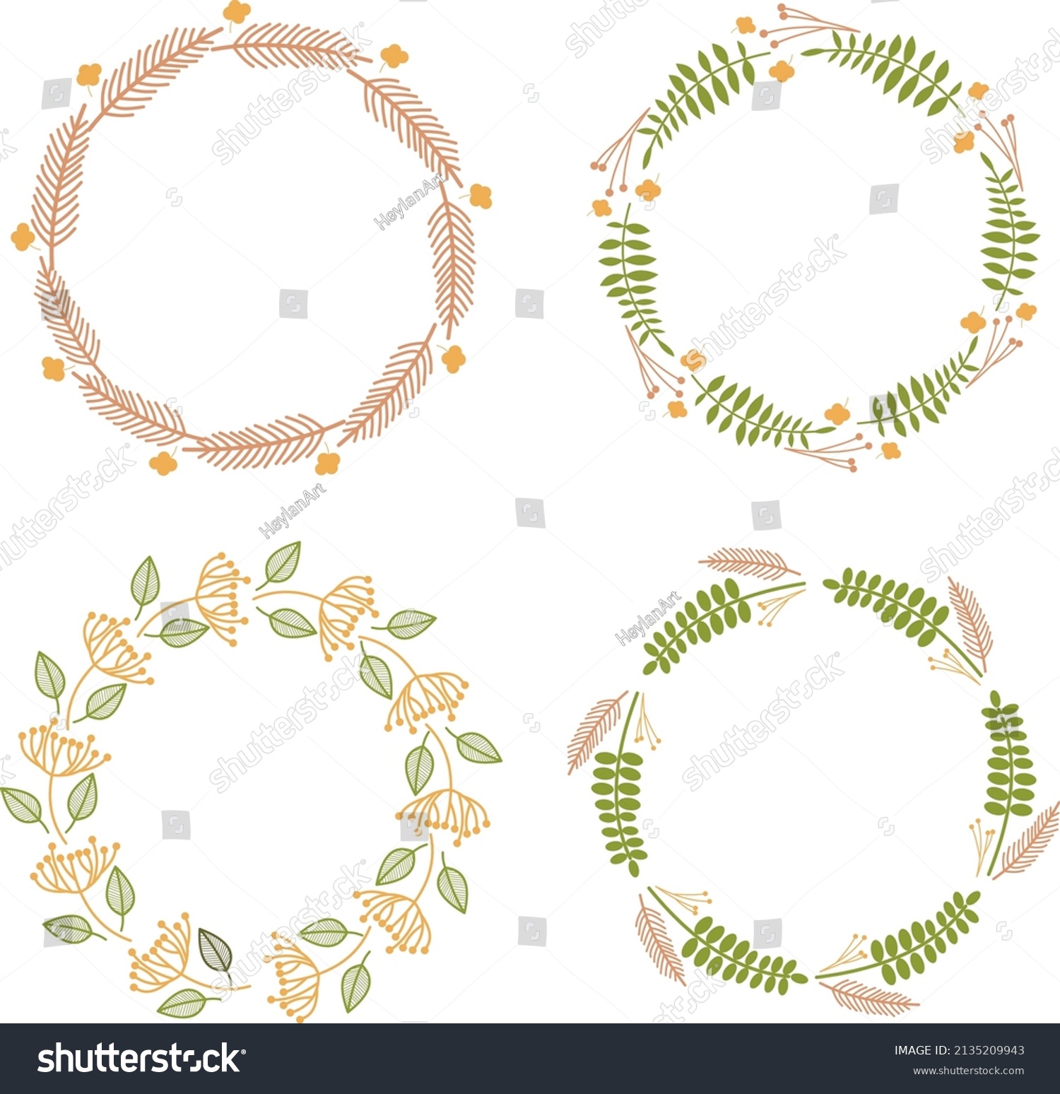 Vector Decorative Leaves Frame Set Stock Vector (Royalty Free ...