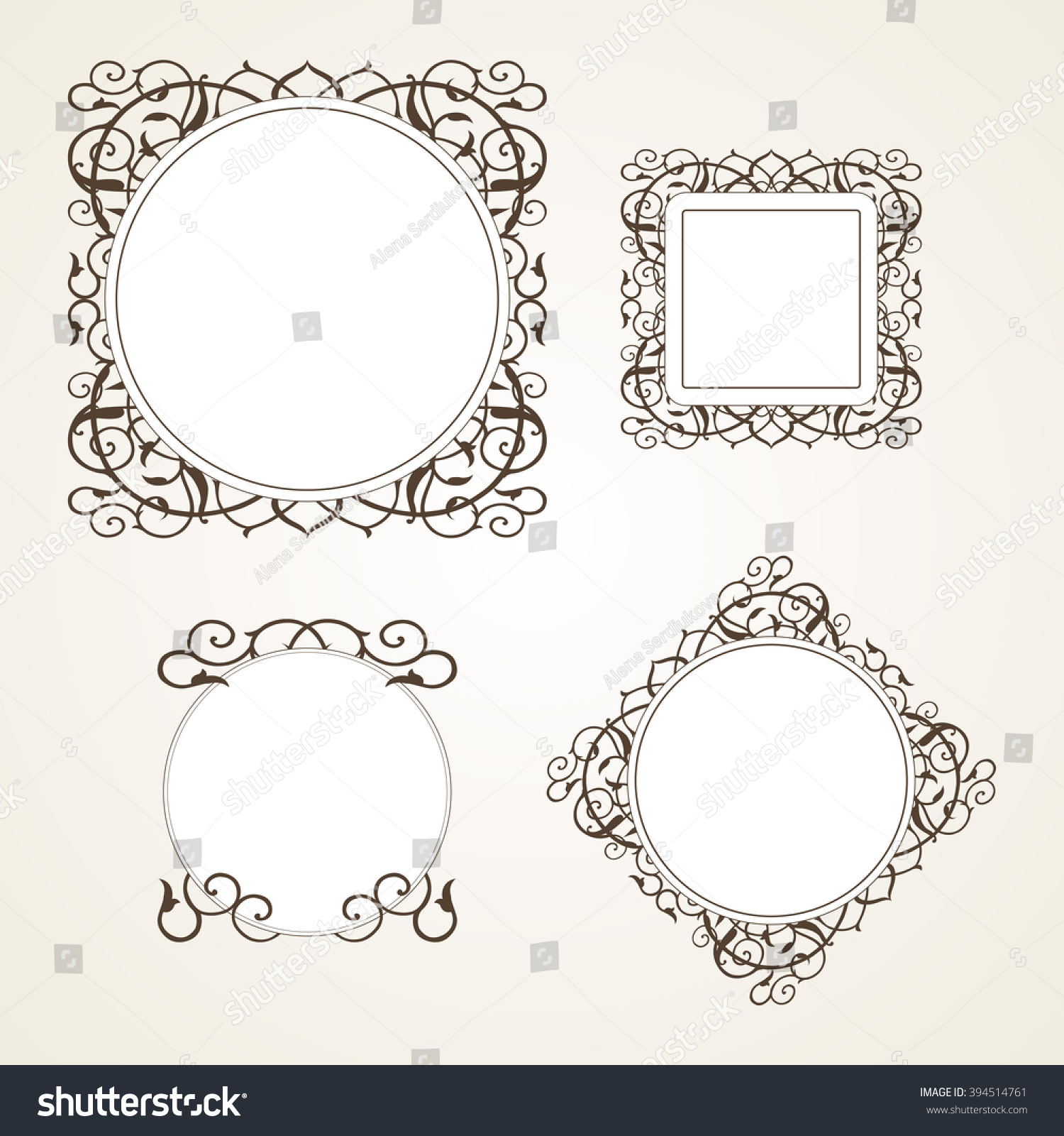 Vector Decorative Line Art Frames Design Stock Vector (Royalty Free ...