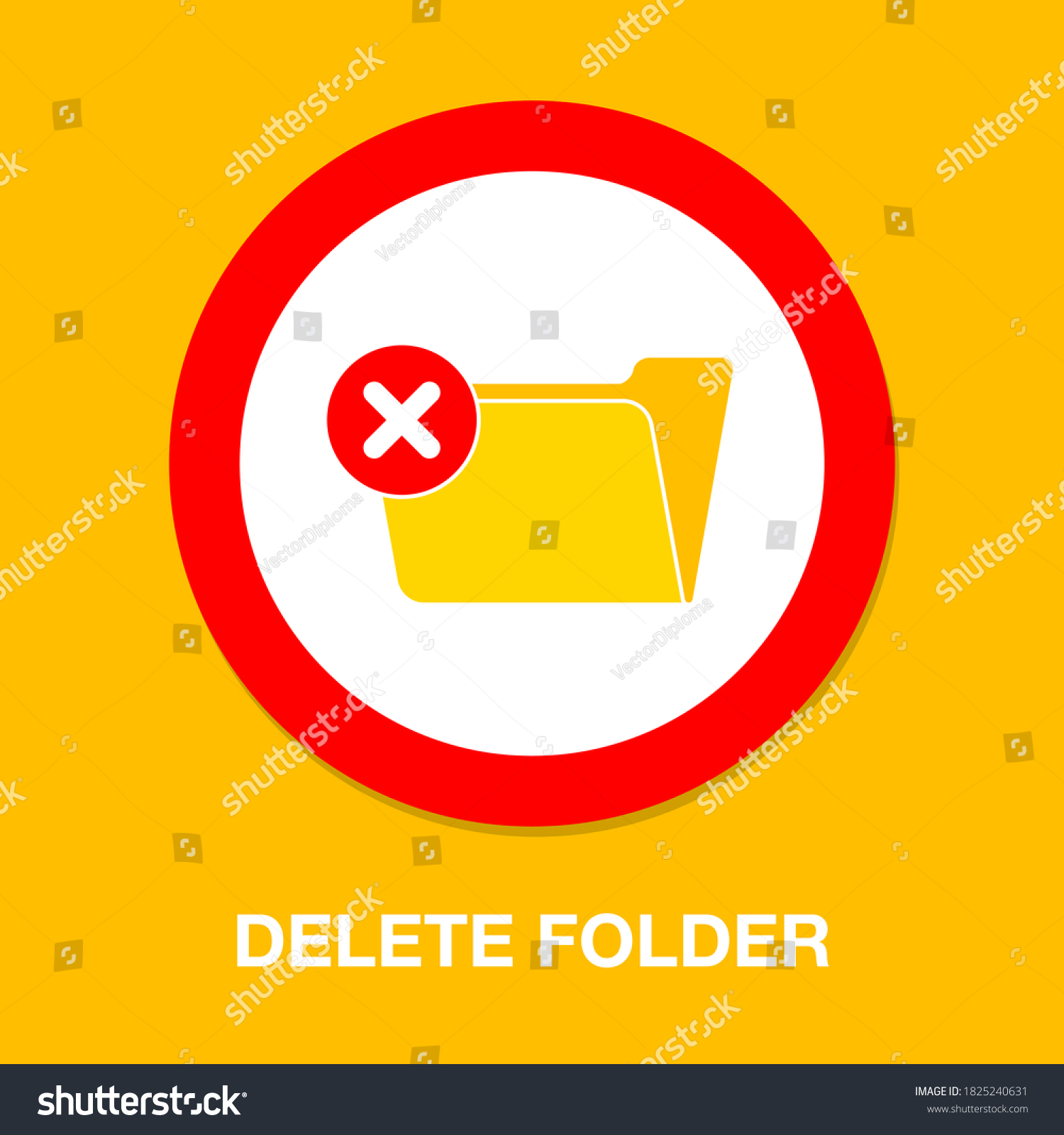 Vector Delete Folder Icon Flat Illustration Stock Vector (Royalty Free ...