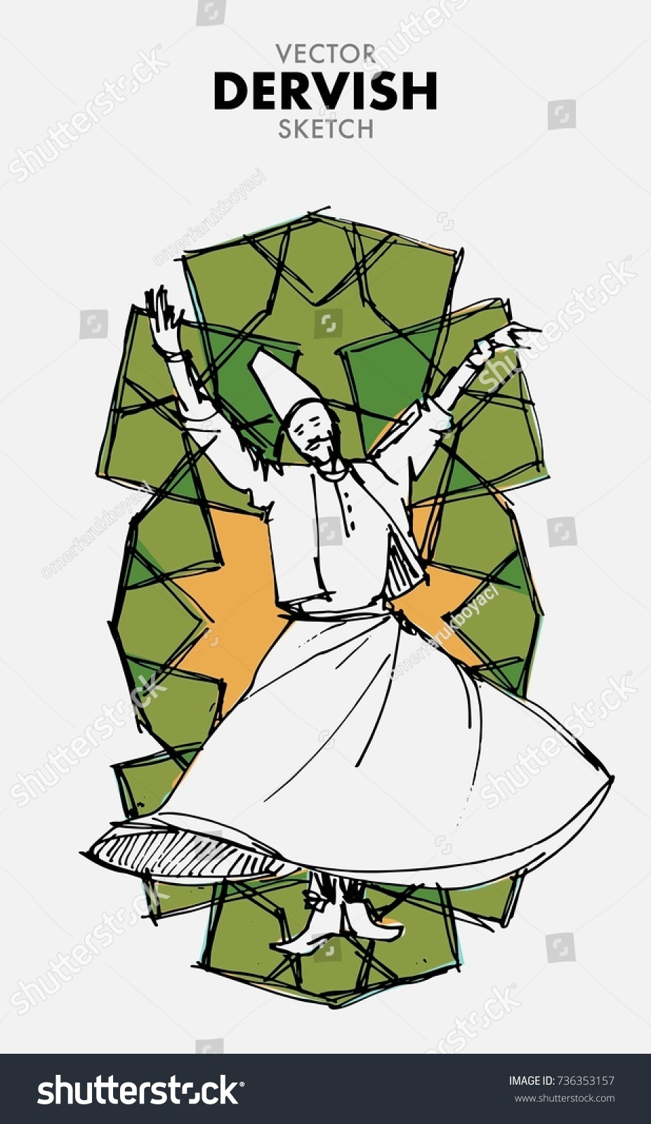 Vector Dervish Sketch Hand Drawn Dervish Stock Vector (Royalty Free ...