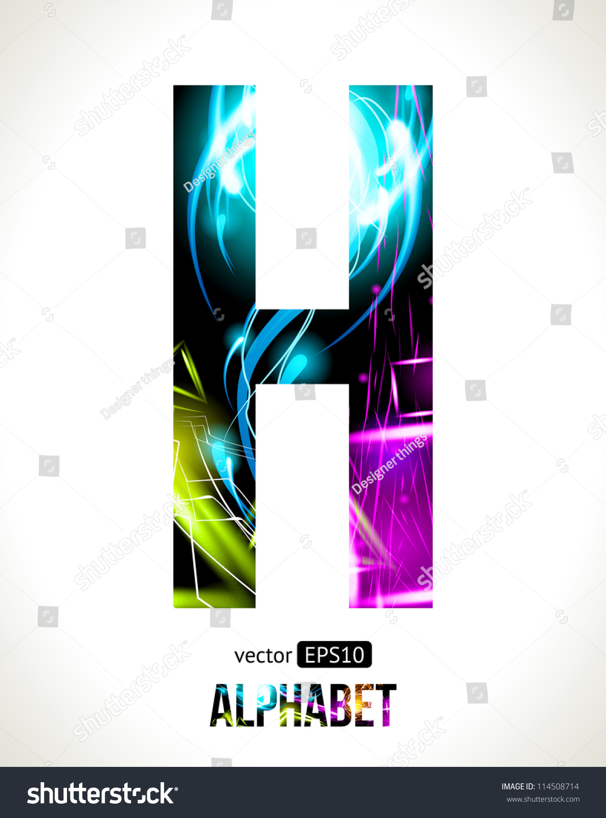 Vector Design Light Effect Alphabet Easy Stock Vector (Royalty Free ...