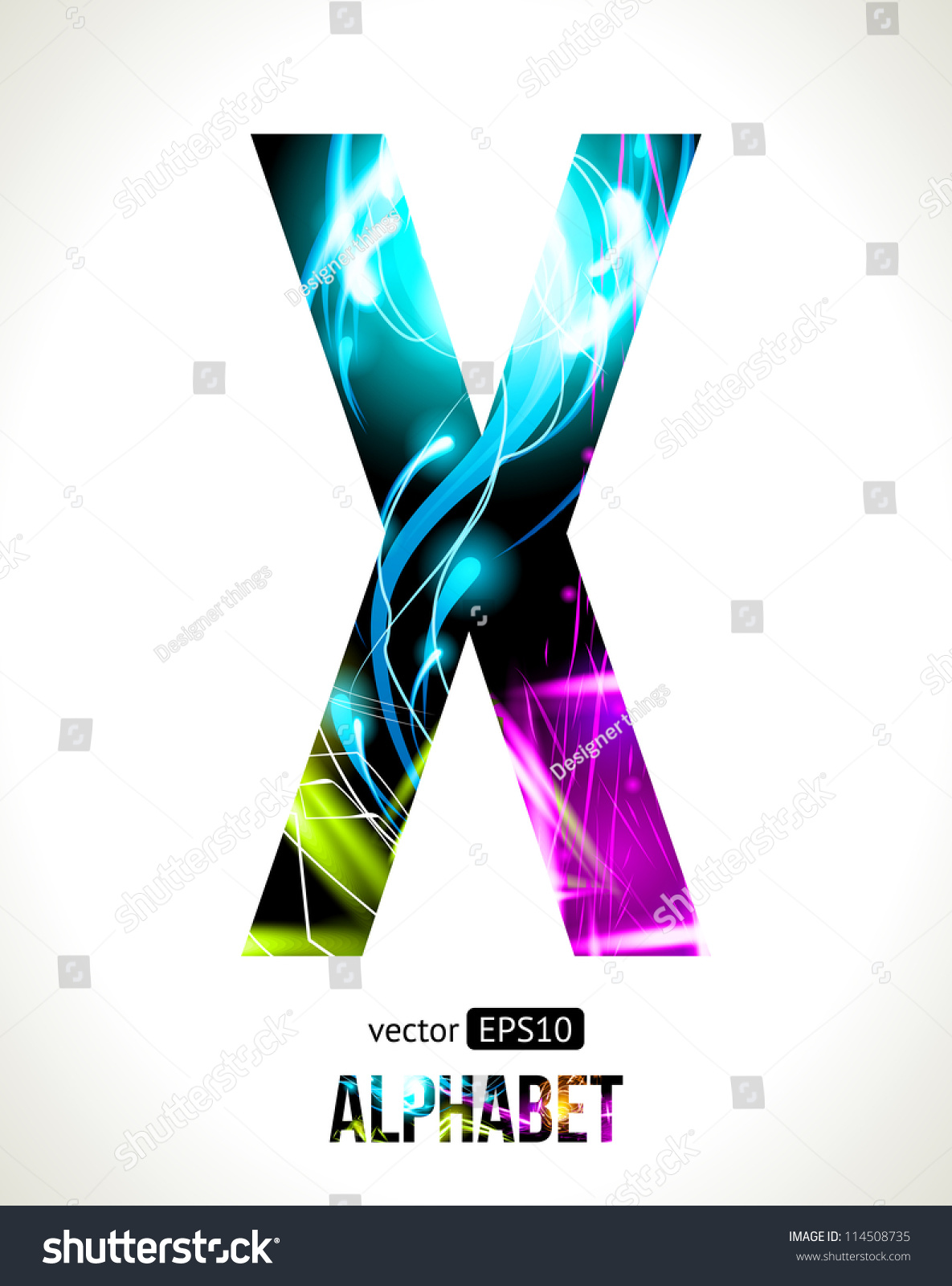 Vector Design Light Effect Alphabet Easy Stock Vector (Royalty Free ...