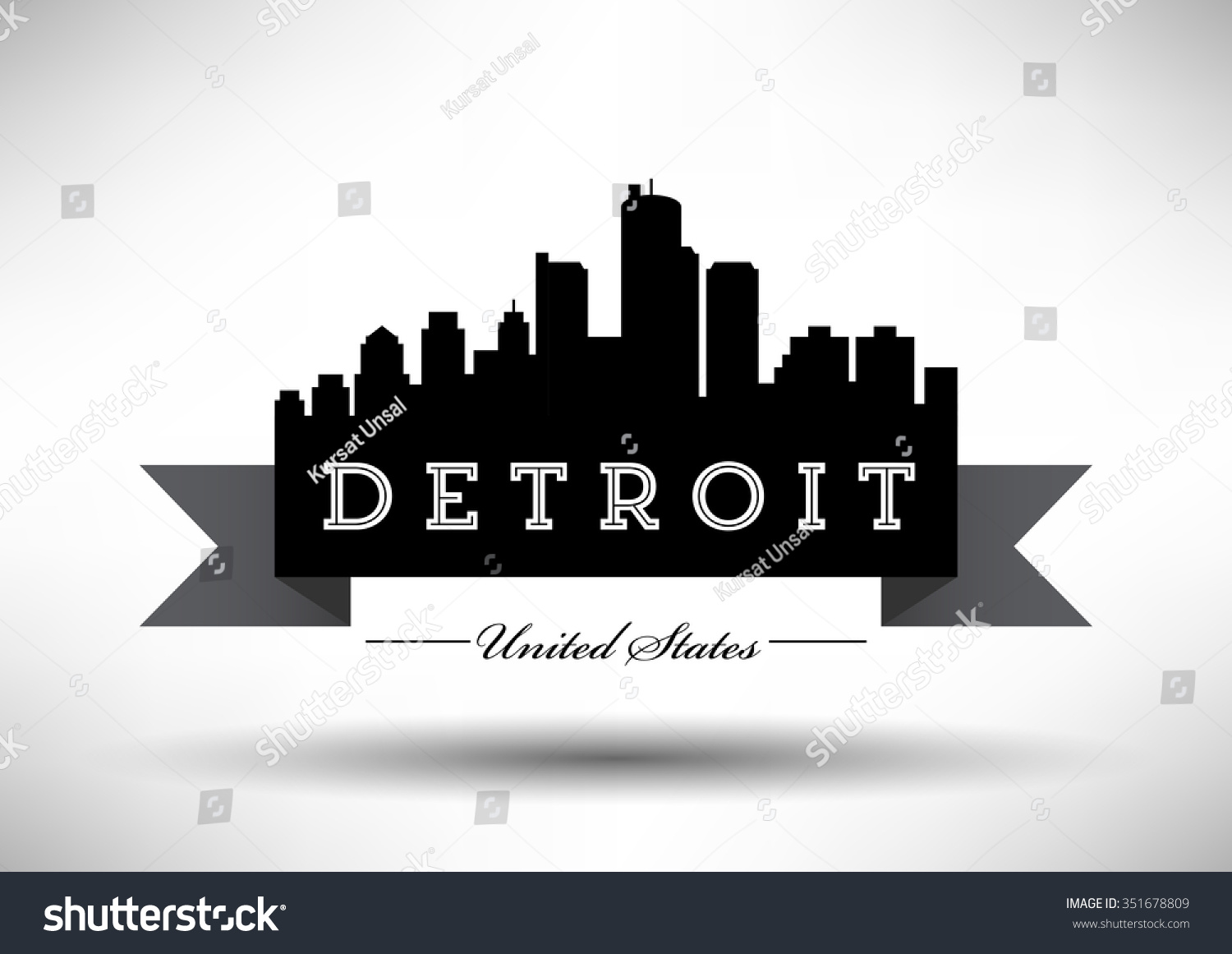 Vector Detroit Skyline Design Stock Vector (Royalty Free) 351678809