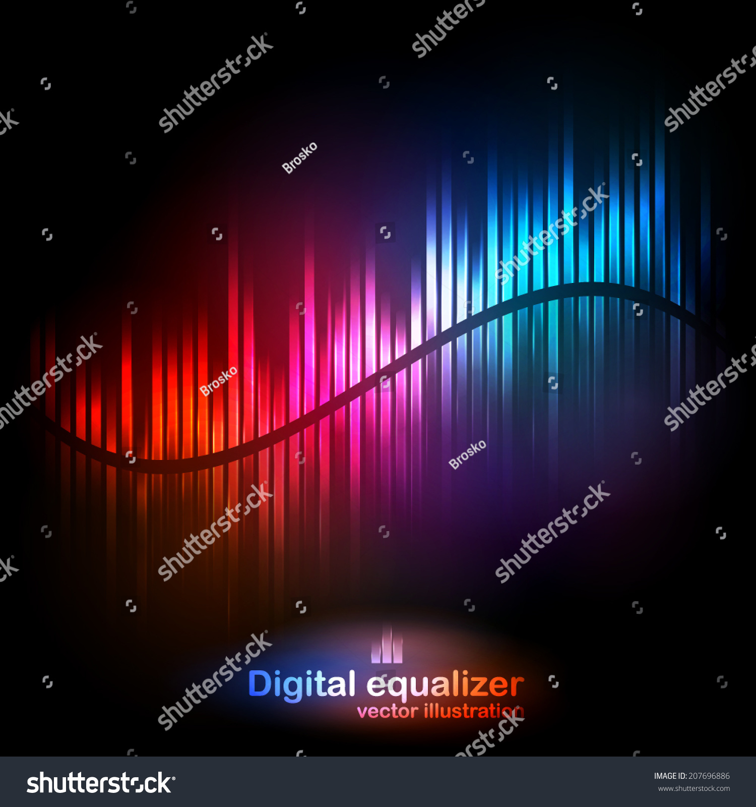 Vector Digital Equalizer Colored Lights Reflections Stock Vector ...