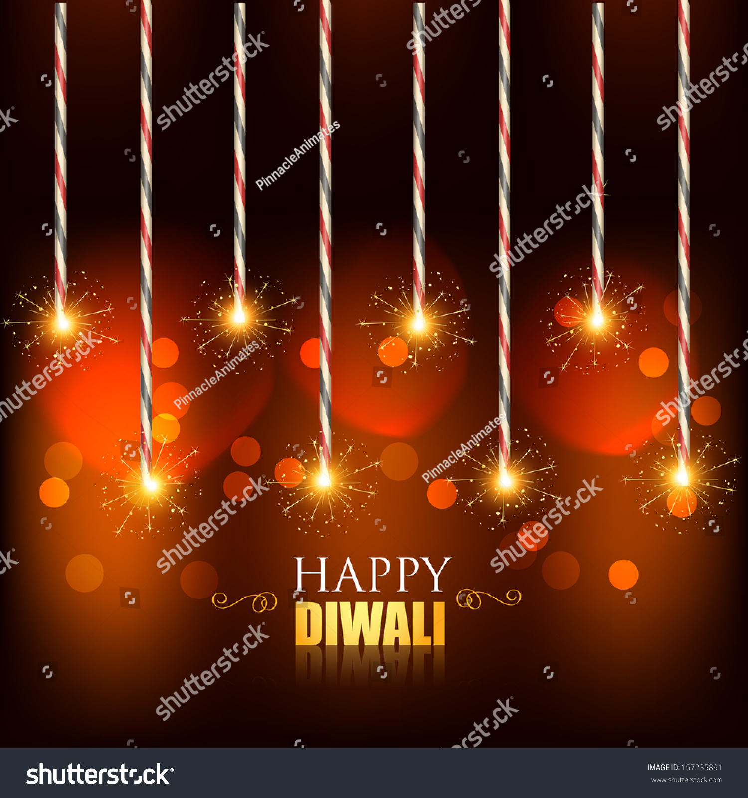 Vector Diwali Background Burning Crackers Stock Vector (Royalty Free ...