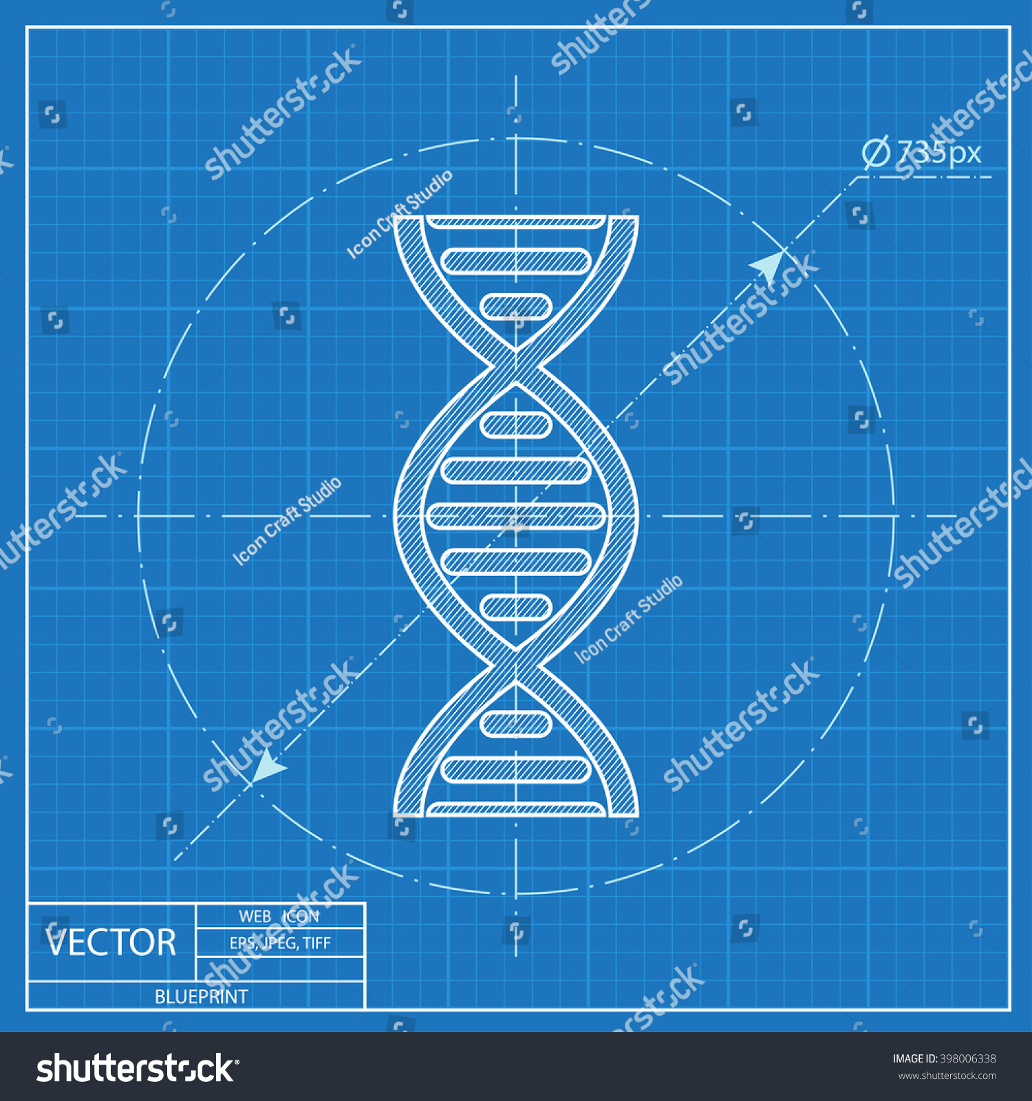 Vector Dna Molecule Blueprint Icon - 398006338 : Shutterstock