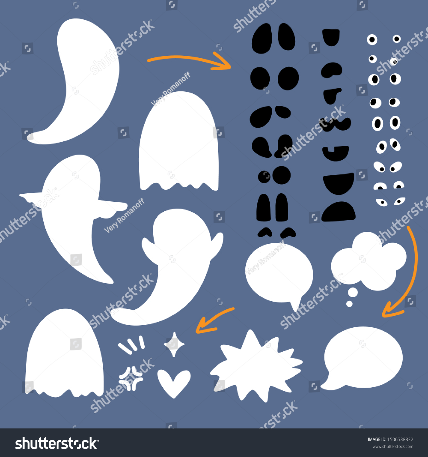 Vector Doityourself Ghost Creation Kit Flat Stock Vector (Royalty Free ...