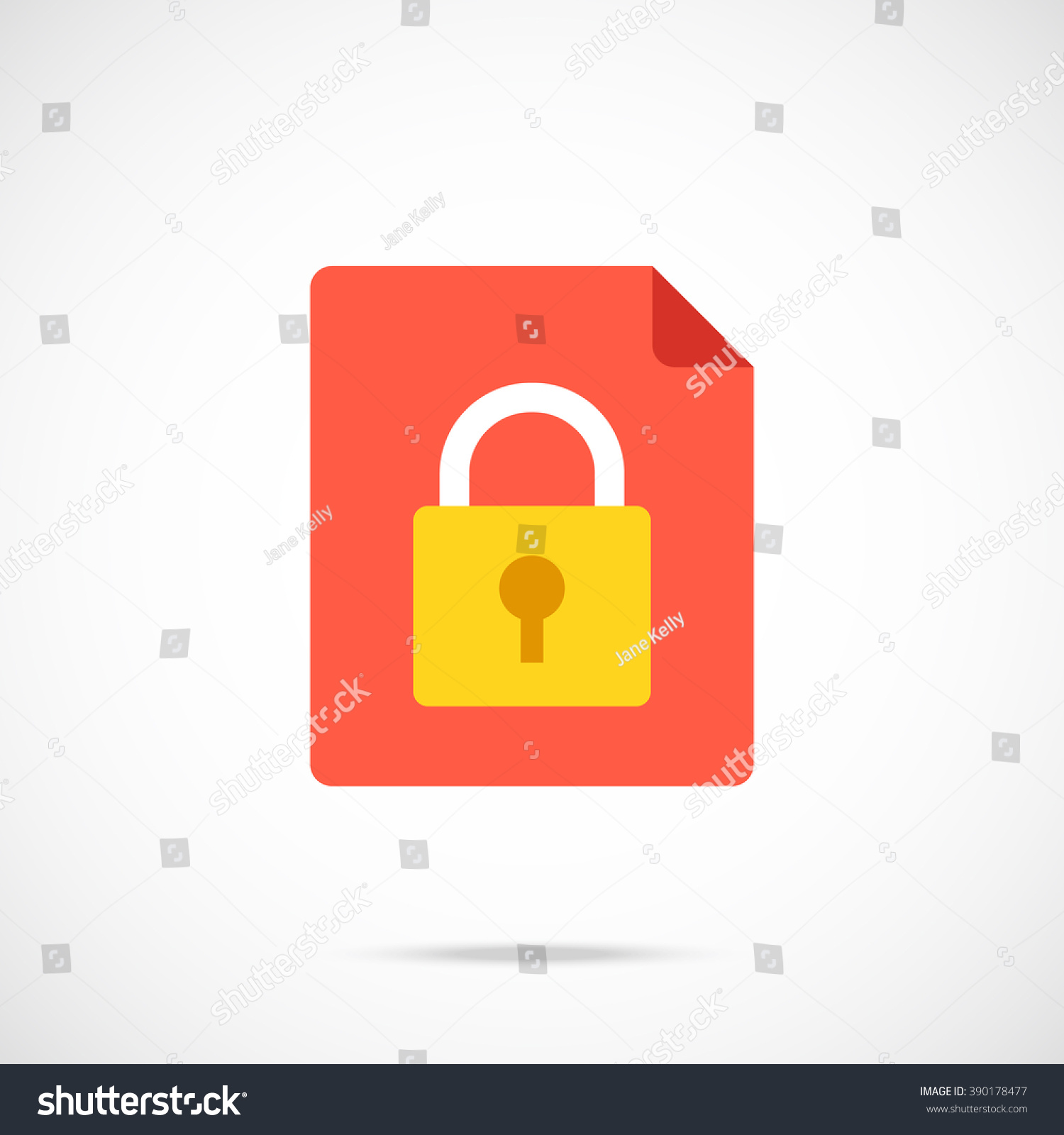 Vector Document Lock Icon Modern Flat Stock Vector (Royalty Free ...