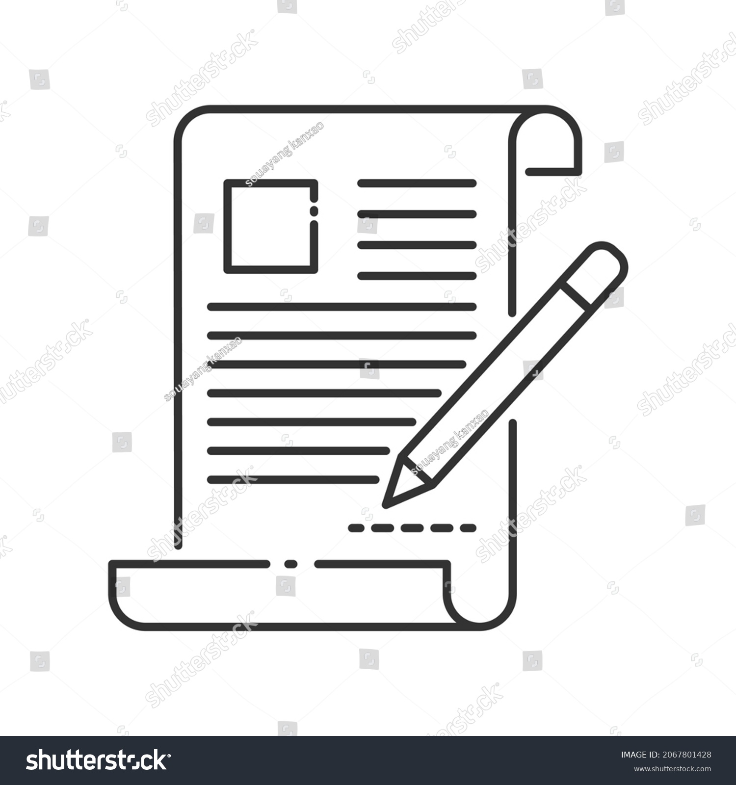 Vector Document Outline Icon Document Office Stock Vector (Royalty Free ...