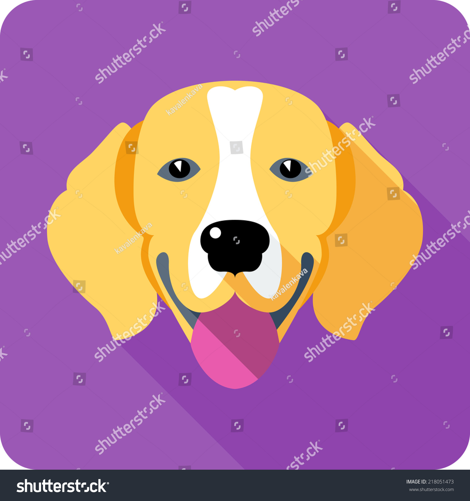 Vector Dog Beagle Icon Flat Design Stock Vector 218051473 - Shutterstock