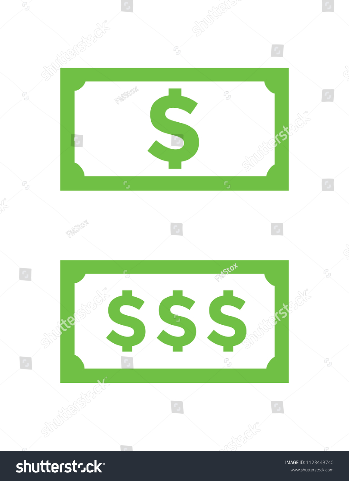 Vector Dollar Bill Icons Stock Vector (Royalty Free) 1123443740 ...