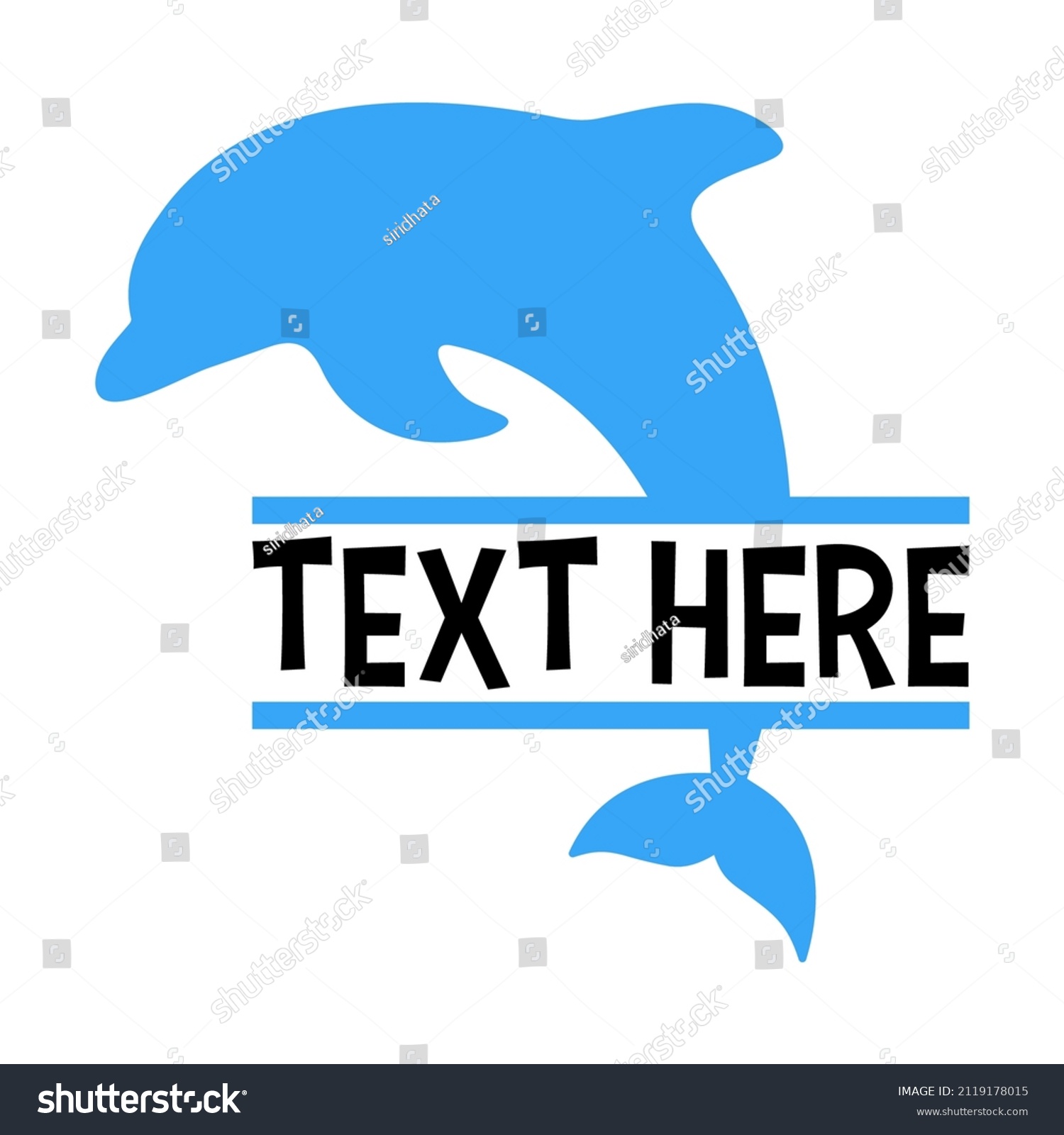 Vector Dolphin Name Frame On White Stock Vector (Royalty Free) 2119178015