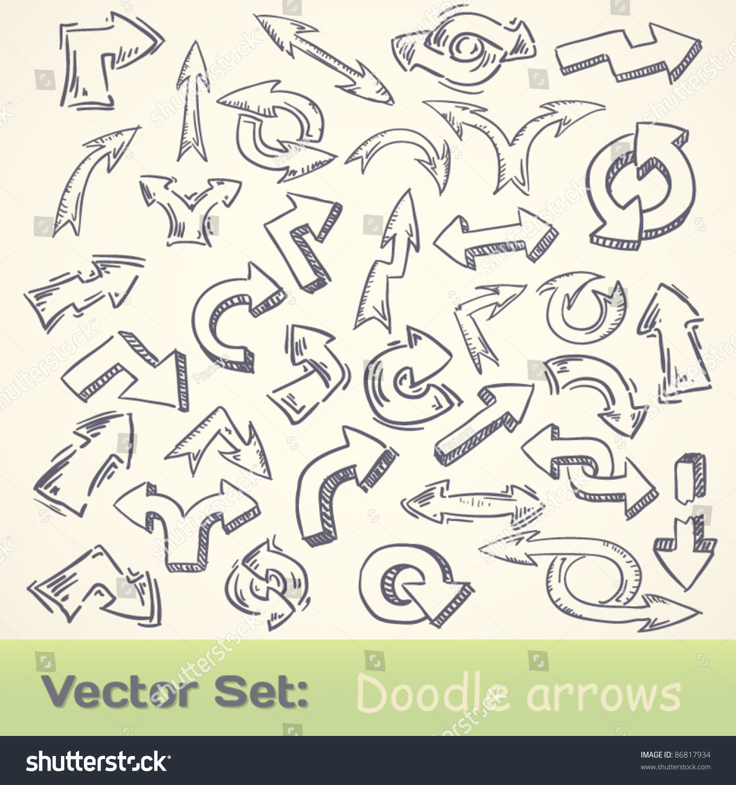 Vector Doodle Funny Arrows Set Stock Vector (Royalty Free) 86817934