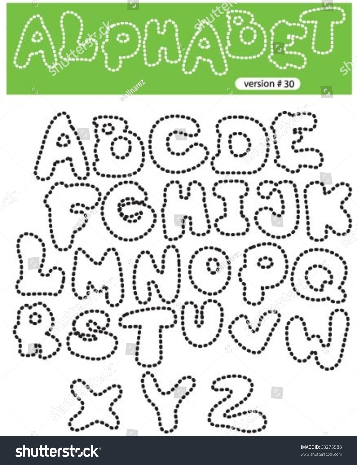 Vector Dotted Line Alphabet Stock Vector 68275588 - Shutterstock